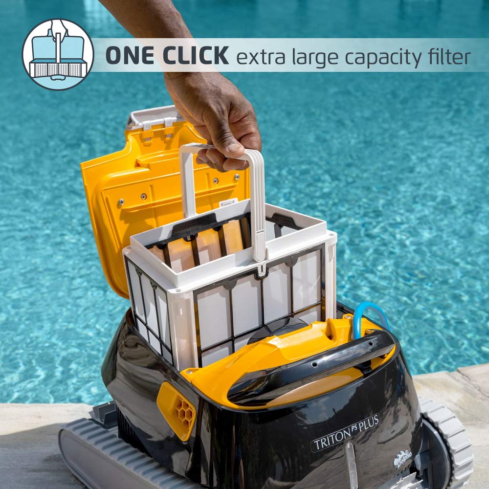 Dolphin Triton PS Plus Robotic Pool Vacuum Cleaner with Upgraded Ultra-Fine Filters and WiFi Connectivity for Hassle-Free Pool Cleaning, Ideal for Swimming Pools up to 50 Feet
