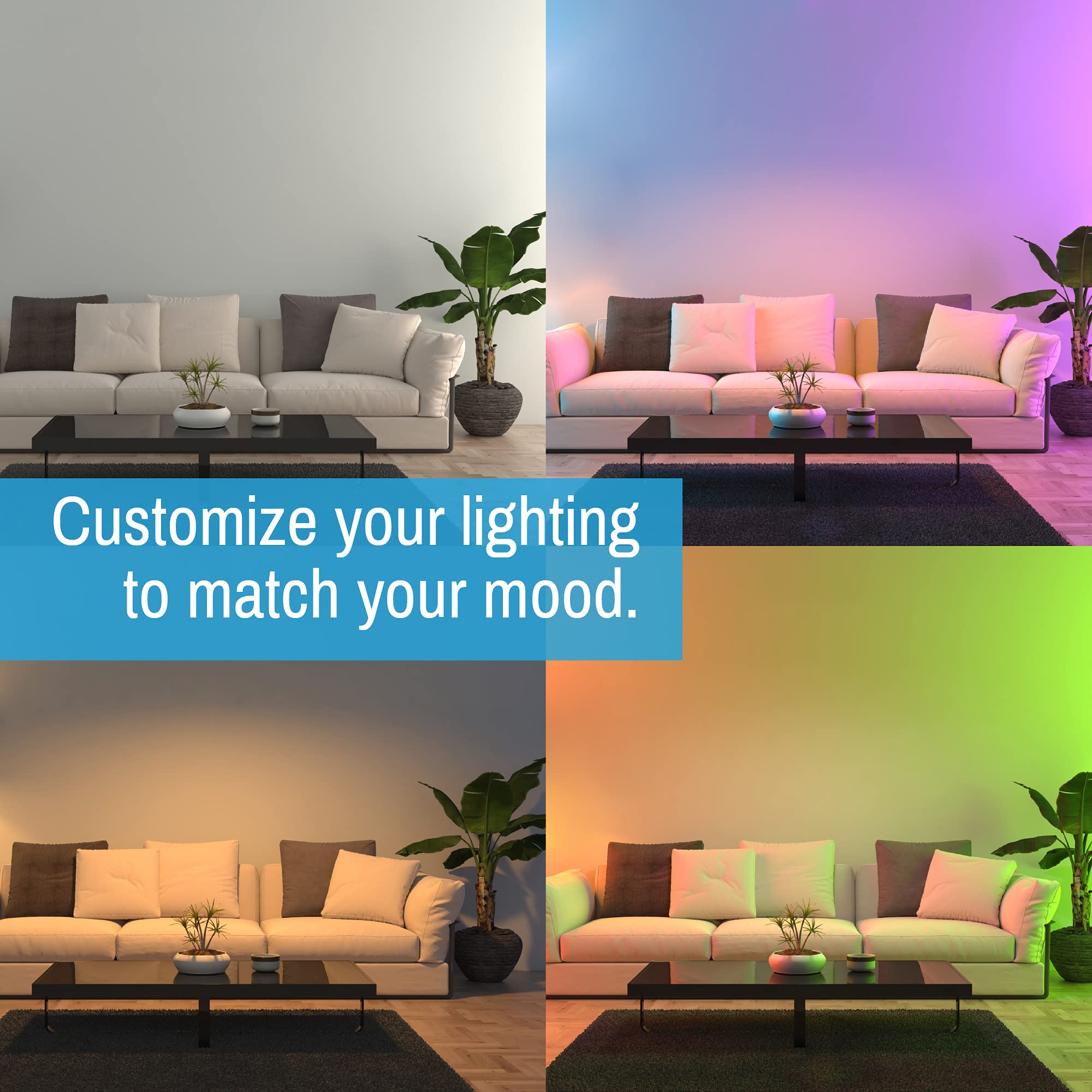 CLEANLIFE Smart LED Recessed Lighting Retrofit Downlight RGB + Tunable White Color Changing WiFi Dimmable LED Can Lights Fits 5 and 6 inch - 12W, 65W Equivalent, App Enabled