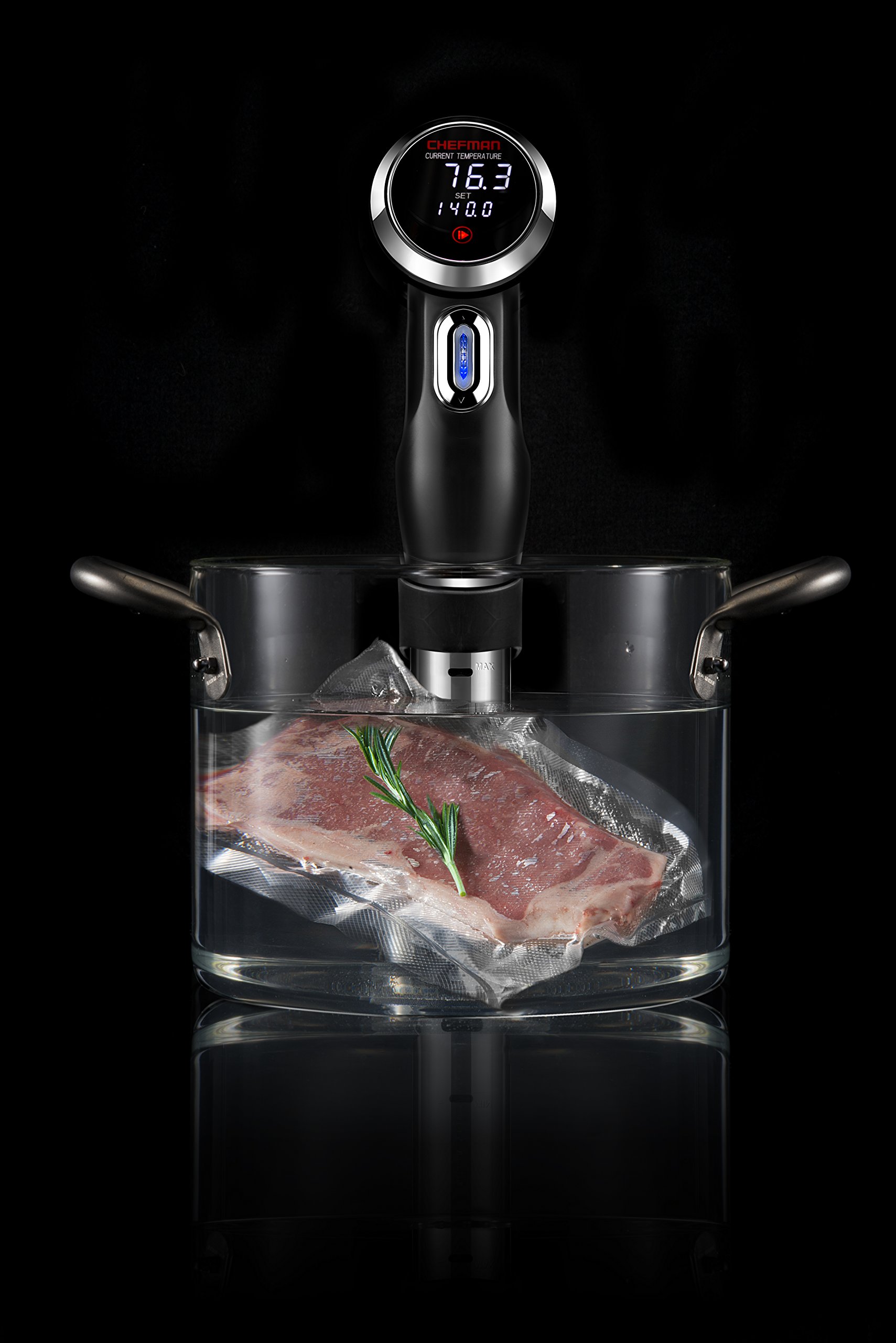 Chefman Sous Vide Immersion Circulator w/ Precise Temperature, Programmable Digital Touch Screen Display and Easy to Use Controls, Black
