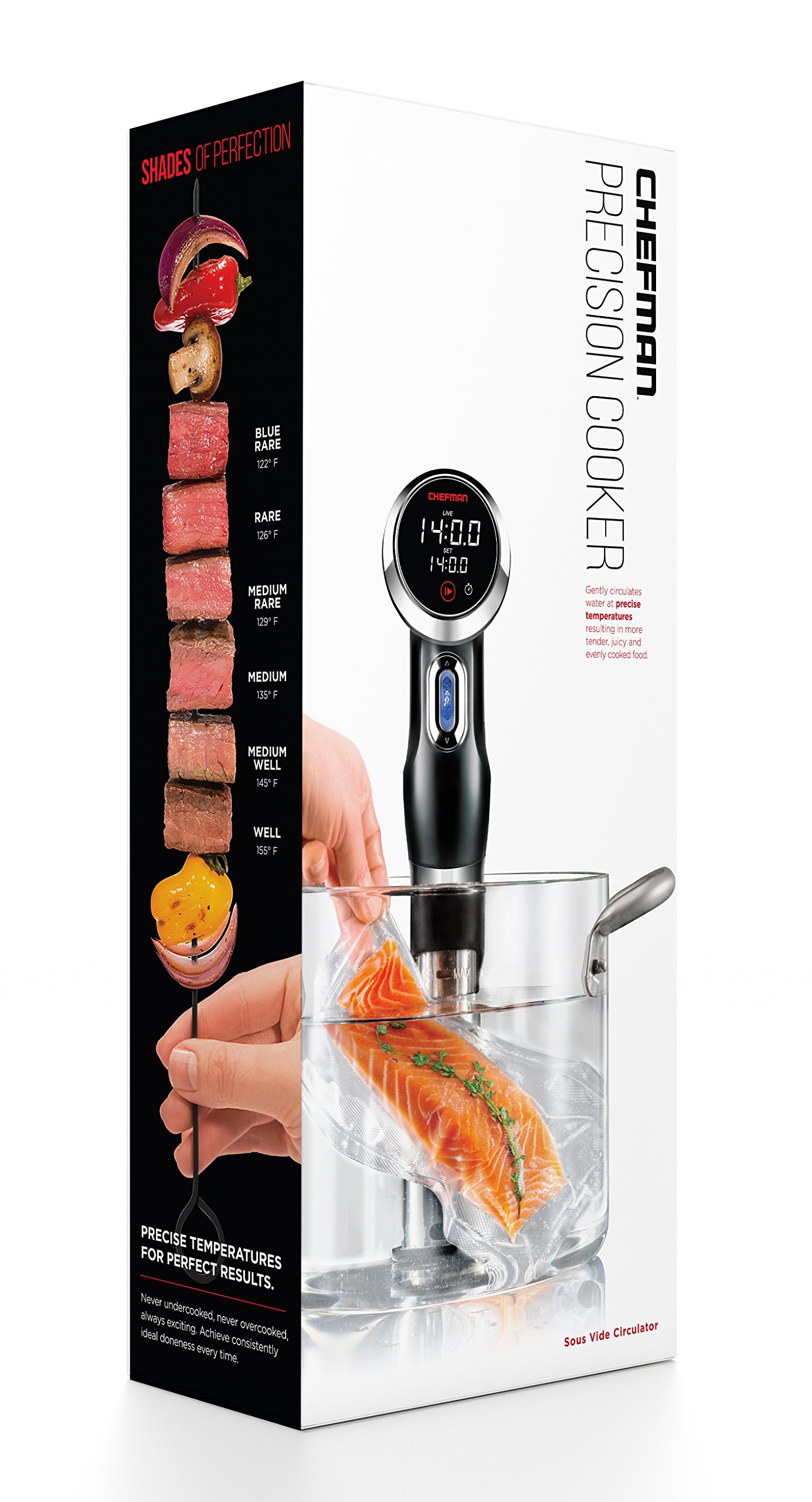 Chefman Sous Vide Immersion Circulator w/ Precise Temperature, Programmable Digital Touch Screen Display and Easy to Use Controls, Black