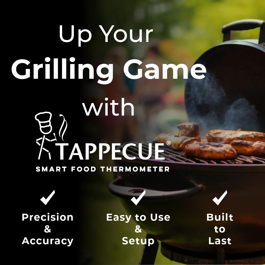 Tappecue - True Wi-Fi Thermometer, Made in USA | 4 x Dual Sensor Probes(2 in 1, Measure Meat and Ambient in 1 Probe) 8 Readings for Grill BBQ Smokers, Internet Enabled & Alarm. Android & iOS Apps
