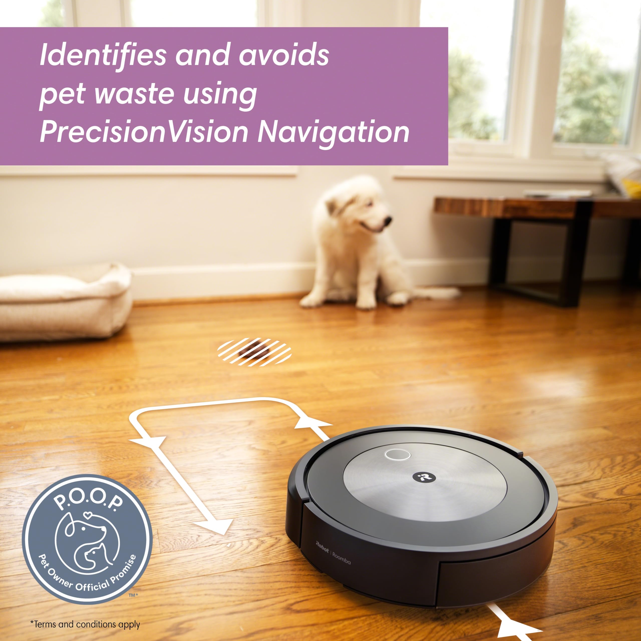 iRobot Roomba j7+ (7550) Self-Emptying Robot Vacuum – Identifies and avoids obstacles like pet waste & cords, Empties itself for 60 days, Smart Mapping, Works with Alexa, Ideal for Pet Hair, Graphite