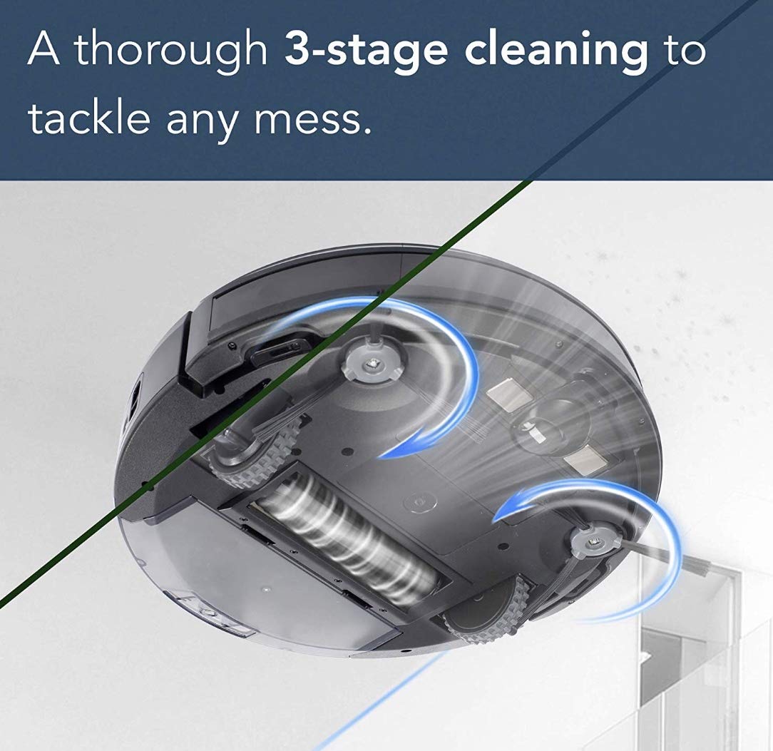 Ecovacs DEEBOT 500 Robot Vacuum Cleaner with Max Power Suction, Up to 110 min Runtime, Hard Floors & Carpets, Pet Hair, App Controls, Self-Charging, Quiet, Large, Black, 8 Each