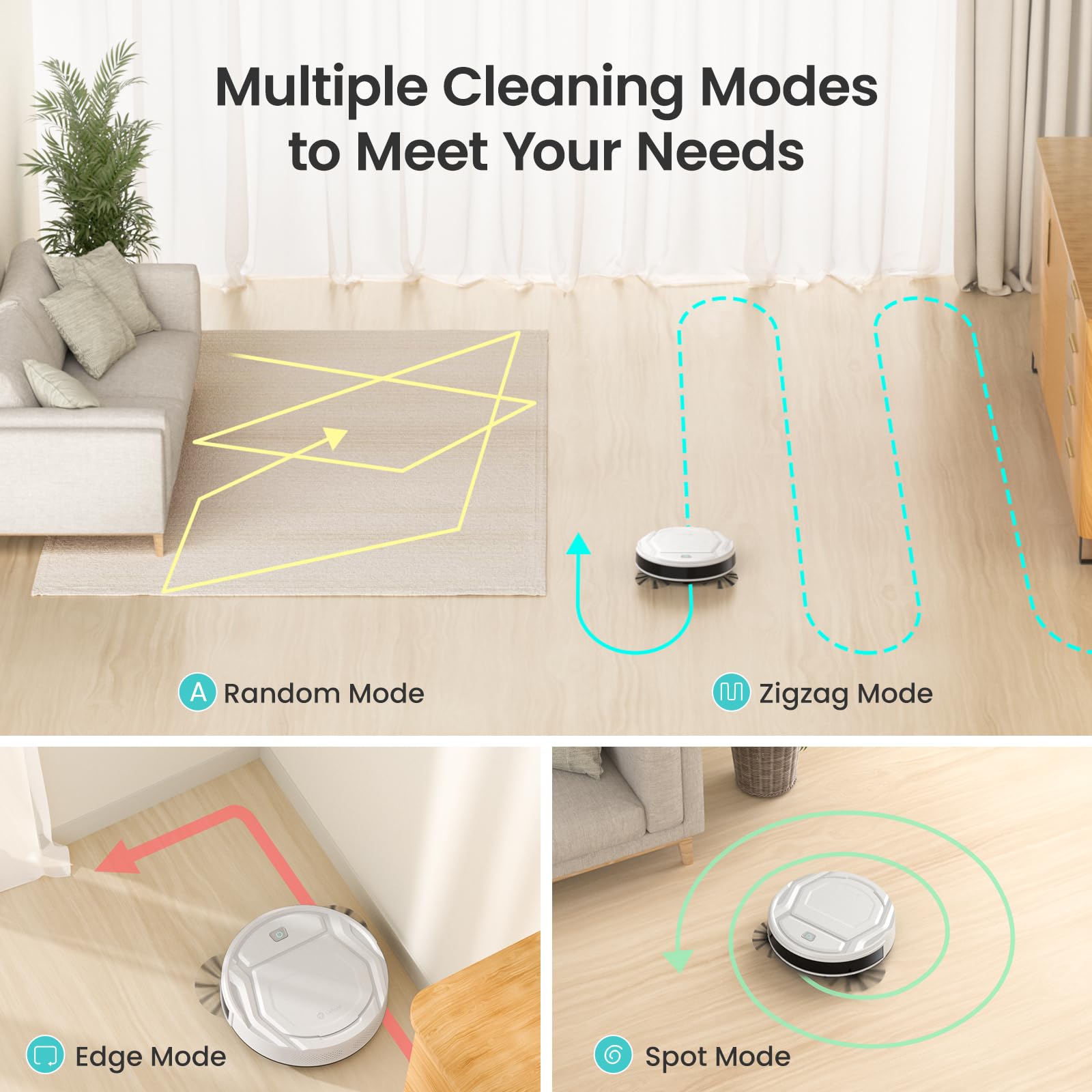 Lefant Robot Vacuum Cleaner, Tangle-Free, Strong Suction, Slim, Low Noise, Automatic Self-Charging, Wi-Fi/App/Alexa Control, Ideal for Pet Hair Hard Floor and Daily Cleaning, M210 White