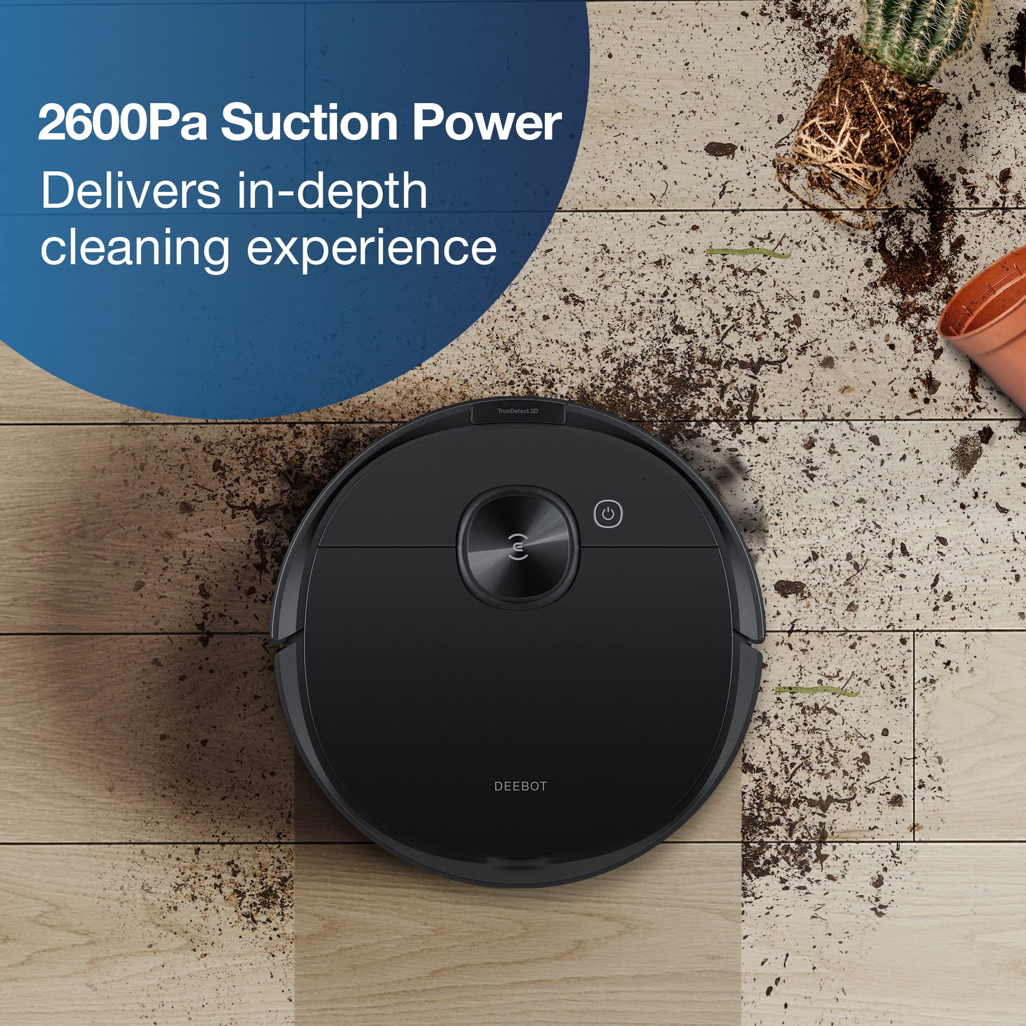 ECOVACS Deebot N8 Pro+ Robot Vacuum and Mop Cleaner, Self Emptying Robot Vacuum, 2600Pa Suction, Laser Based LiDAR Navigation, Carpet Detection, Multi Floor Mapping, Personalized Cleaning