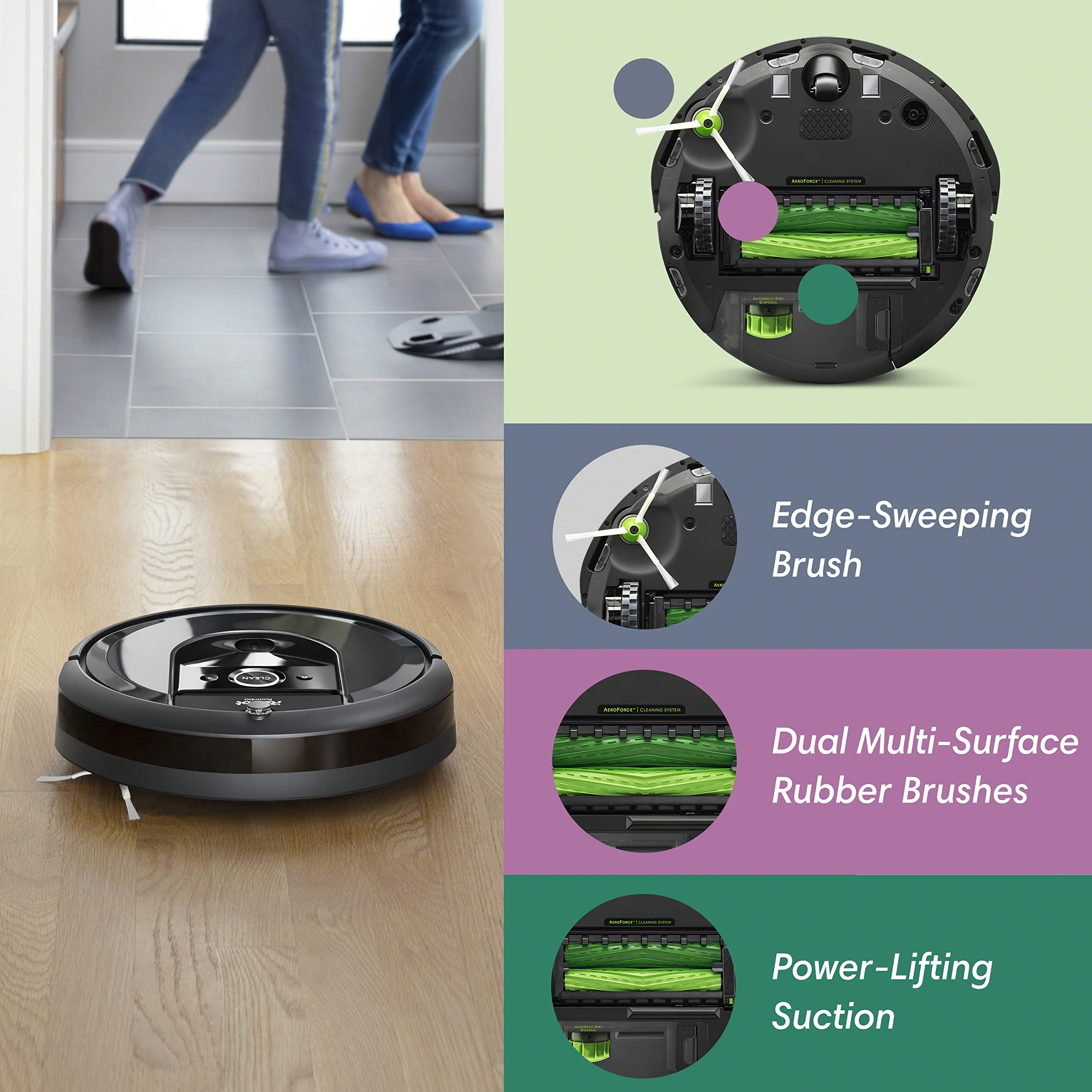iRobot Roomba i7+ (7550) Robot Vacuum with Automatic Dirt Disposal - Empties Itself for up to 60 days, Wi-Fi Connected, Smart Mapping, Works with Alexa, Ideal for Pet Hair, Carpets, Hard Floors, Black
