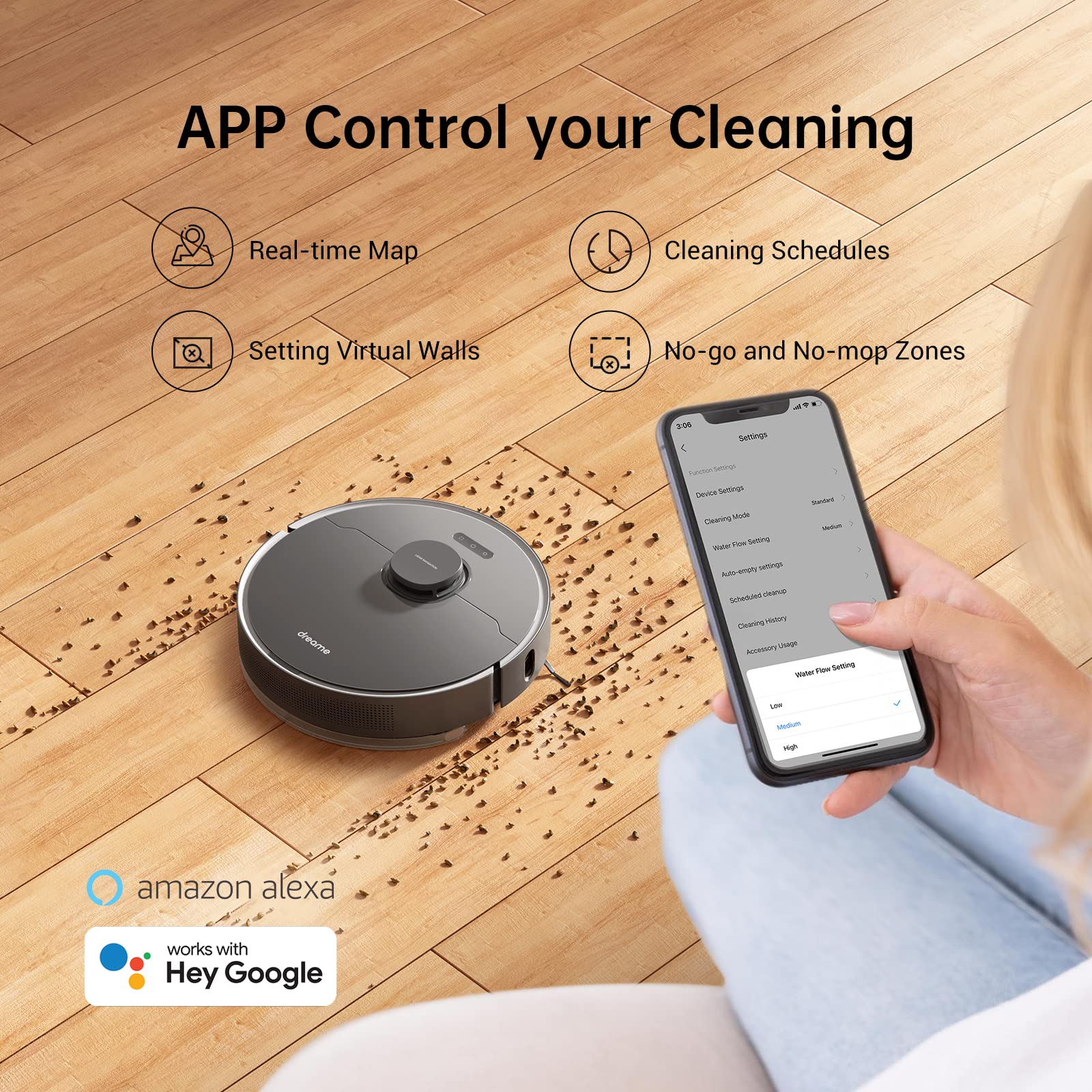 Dreametech Z10 Pro Robot Vacuum and Mop with 3D Obstacle Avoidance, Self Emptying for up to 65 Days, 4000 Pa Suction Power & Smart Mapping, Wi-Fi Connected, Compatible with Alexa