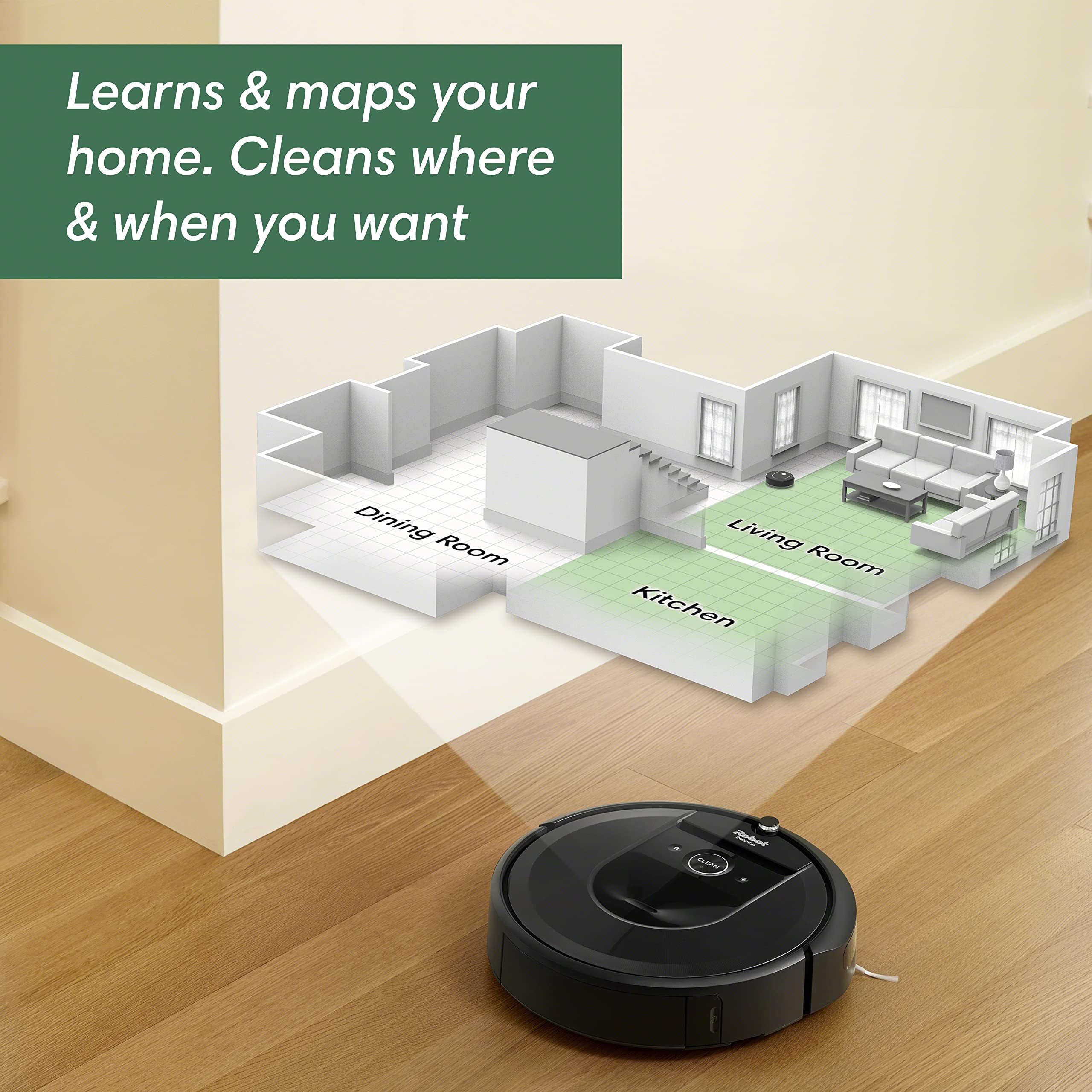 iRobot Roomba i7 (7150) Robot Vacuum- Wi-Fi Connected, Smart Mapping, Works with Alexa, Ideal for Pet Hair, Works With Clean Base, Black