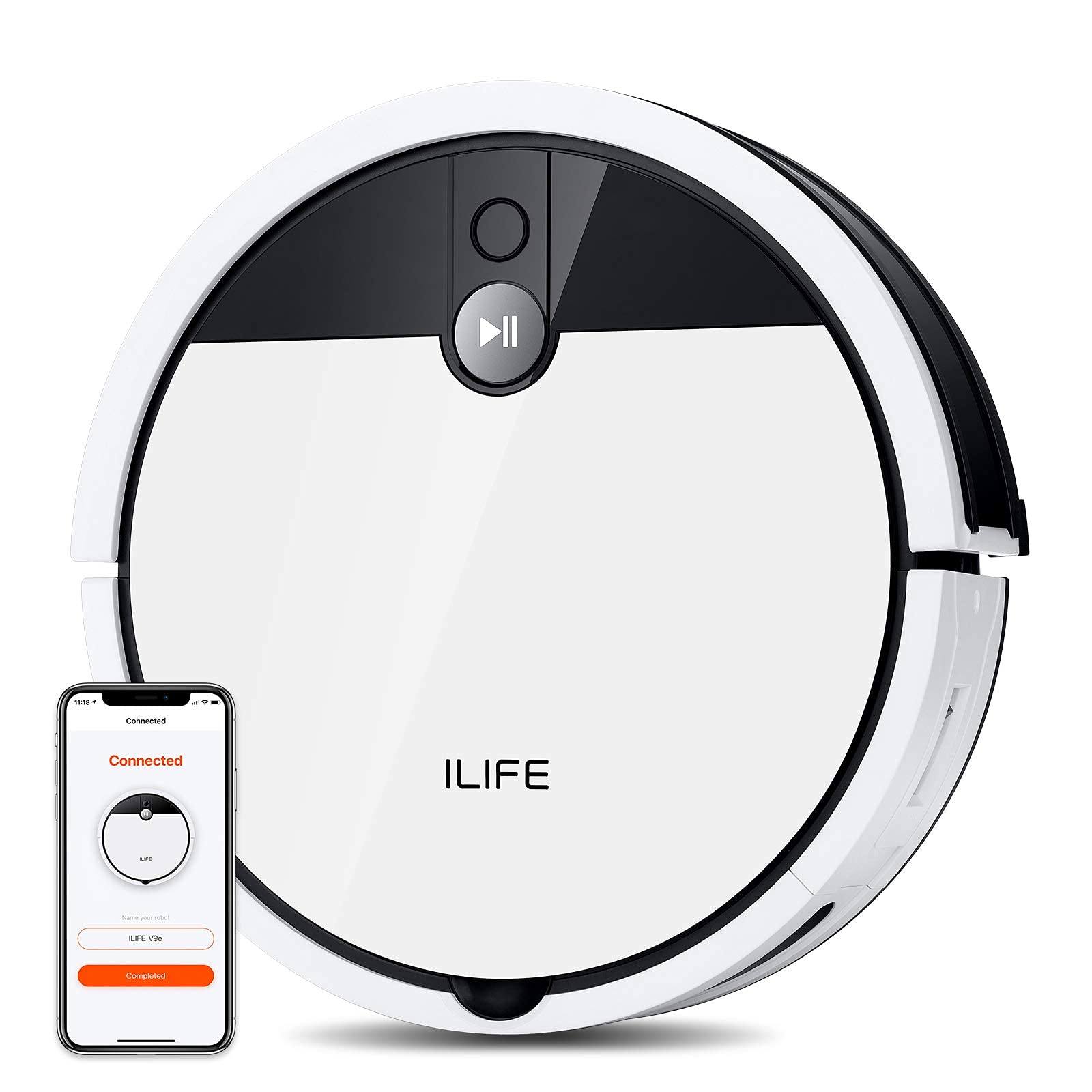 ILIFE V9e Robot Vacuum Cleaner, 4000Pa Max Suction, Wi-Fi Connected, Works with Alexa, 700ml Large Dustbin, Self-Charging, Customized Schedule, Ideal for Pet Hair, Hard Floor and Low Pile Carpet.