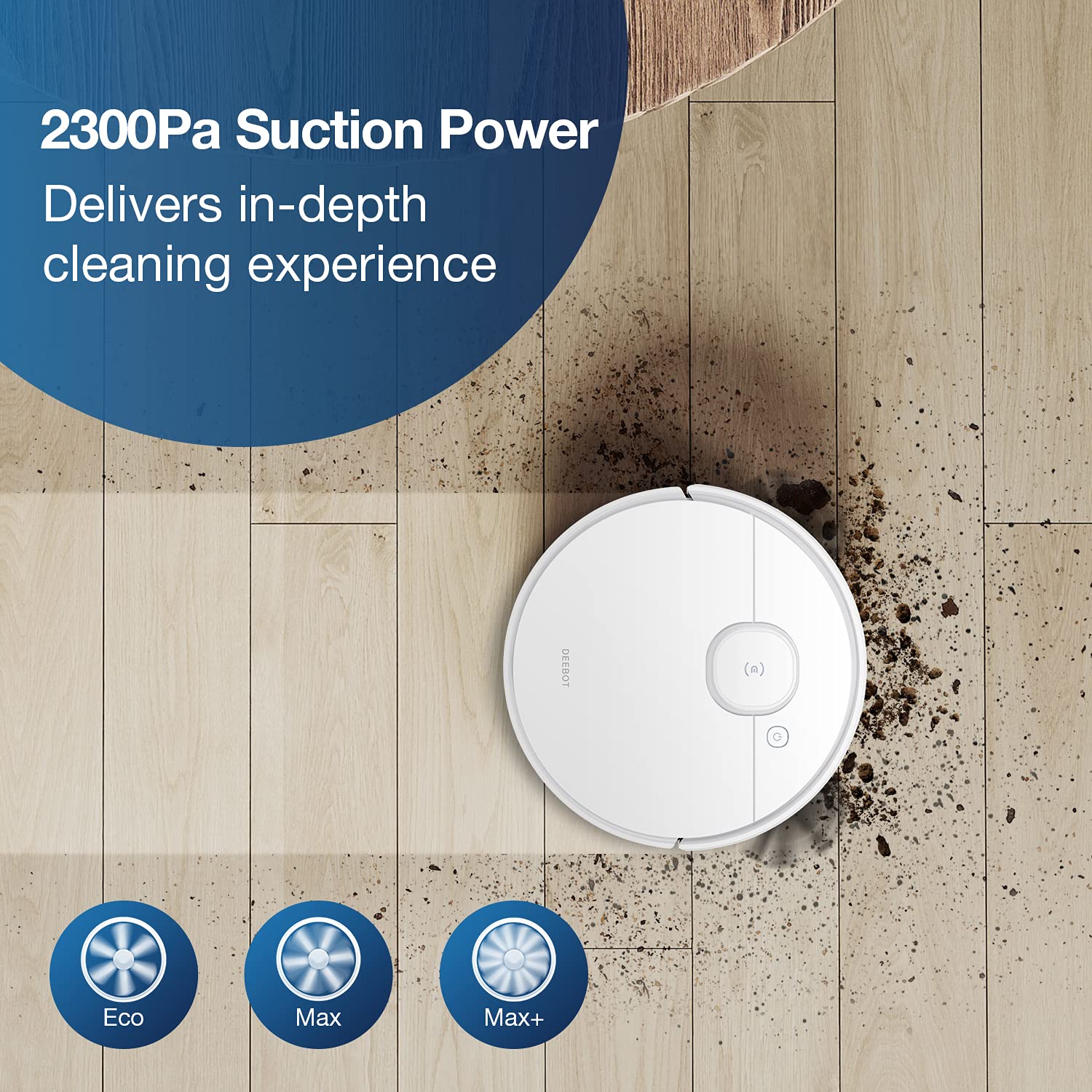ECOVACS Deebot OZMO N7 Robot Vacuum and Mop Cleaner, Laser Navigation, Lidar-Assisted Object Avoidance, 2300Pa Suction, Multi-Floor Map, Selective Room Cleaning, No-go Zones and No-mop Zones (White)