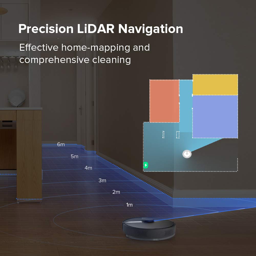 Roborock Renewed S6 Pure Robot Vacuum and Mop, Multi-Floor Mapping, Lidar Navigation, No-go Zones, Selective Room Cleaning, Super Strong Suction, Wi-Fi Connected, Alexa Voice Control (Renewed)