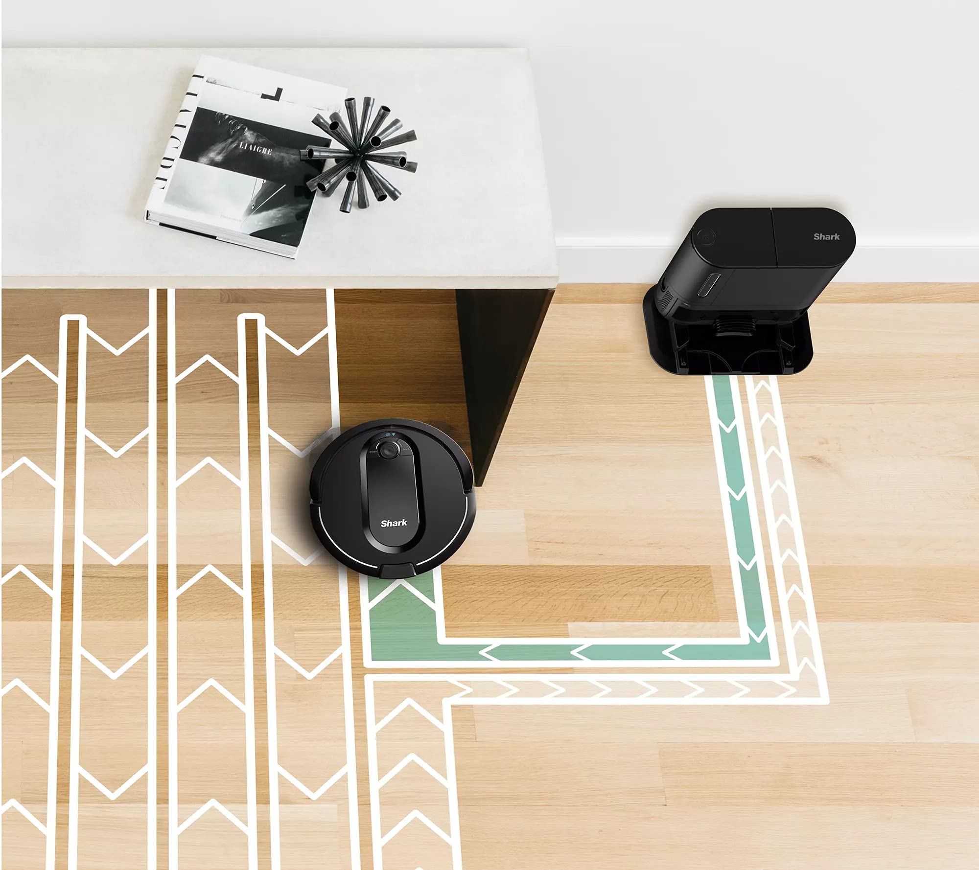 Shark IQ Wi-Fi Robot Vacuum w/ Self-Empty Base & Self-Cleaning Brushroll QR1000 (Renewed) (Black)