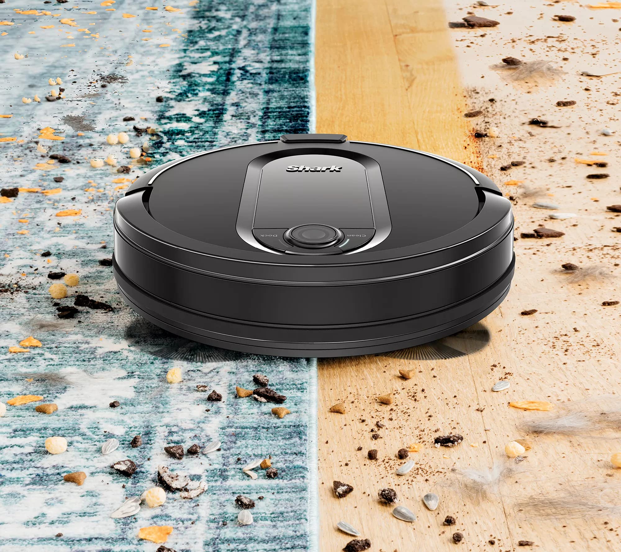 Shark IQ Wi-Fi Robot Vacuum w/ Self-Empty Base & Self-Cleaning Brushroll QR1000 (Renewed) (Black)