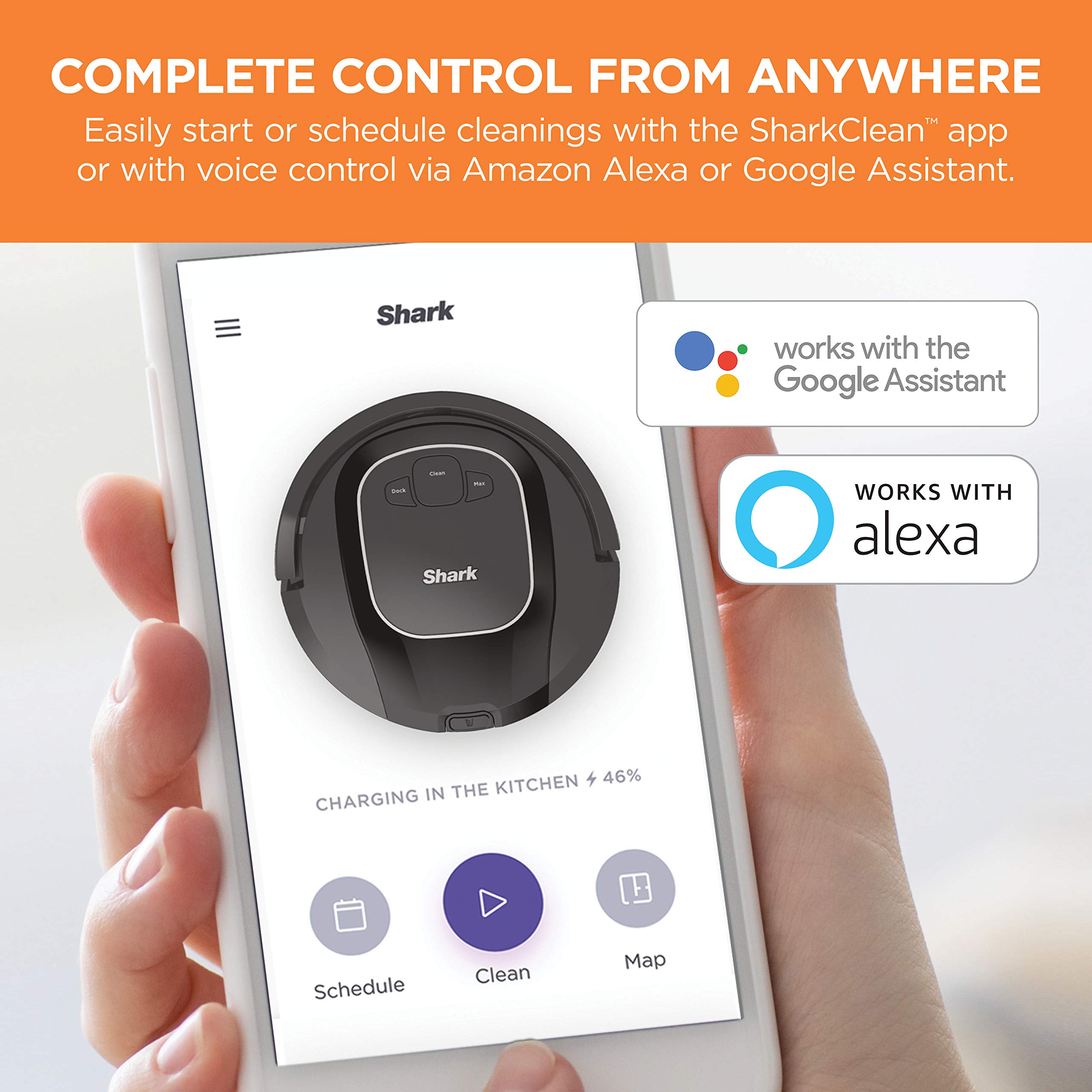 Shark ION R87, Wi-Fi Connected with Powerful Suction, Multi-Surface Brushroll and Voice Control with Alexa Robot Vacuum (RV871), 0.6 qt, Black (Renewed)