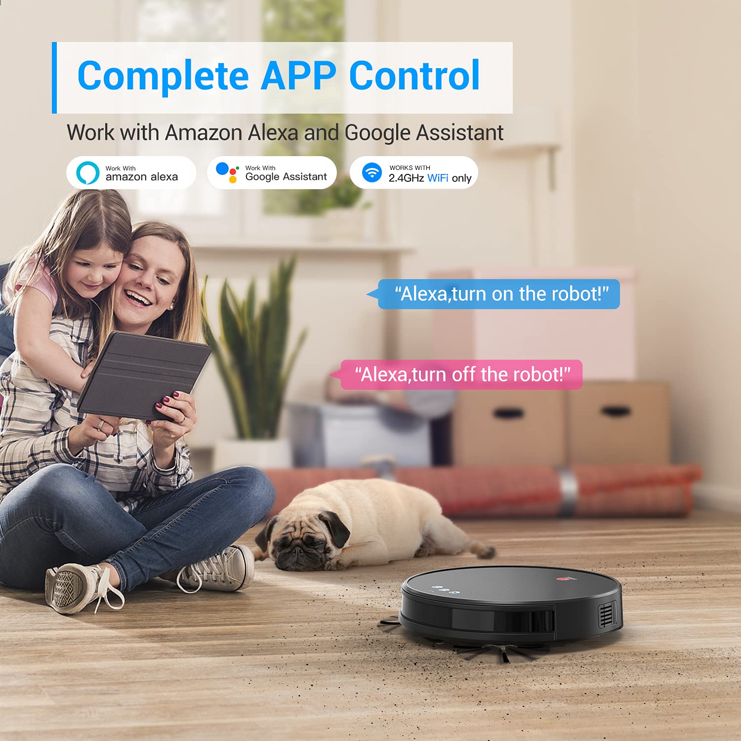 Lefant Robot Vacuum and Mop, Robotic Vacuum Cleaner with 3200Pa Suction, Smart Navigation, 150 Mins Runtime, Works with Alexa and Google Assistant, Self-Charging, Ideal for Pet Hair,Floor,Carpet(U180)