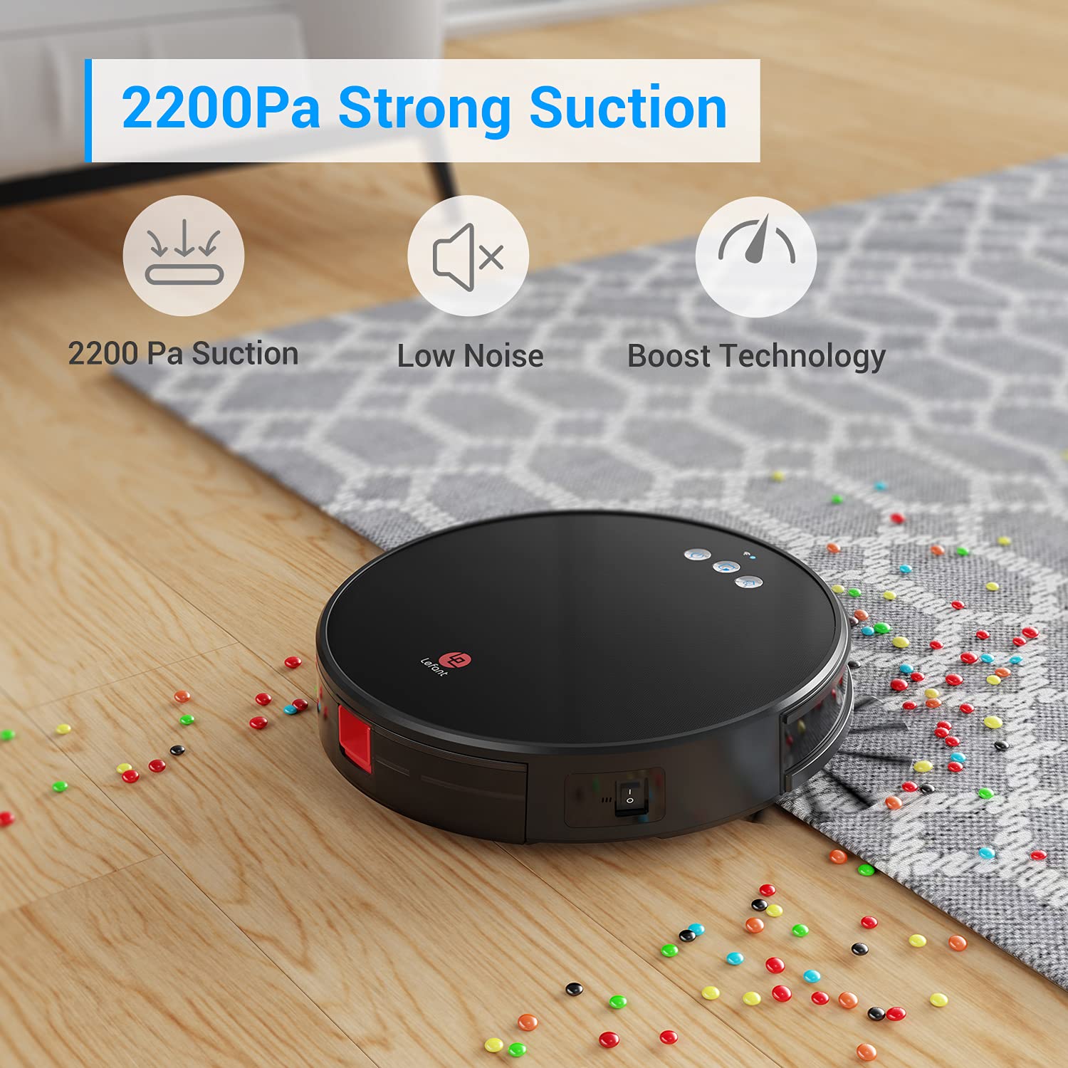 Lefant Robot Vacuum and Mop, Robotic Vacuum Cleaner with 3200Pa Suction, Smart Navigation, 150 Mins Runtime, Works with Alexa and Google Assistant, Self-Charging, Ideal for Pet Hair,Floor,Carpet(U180)