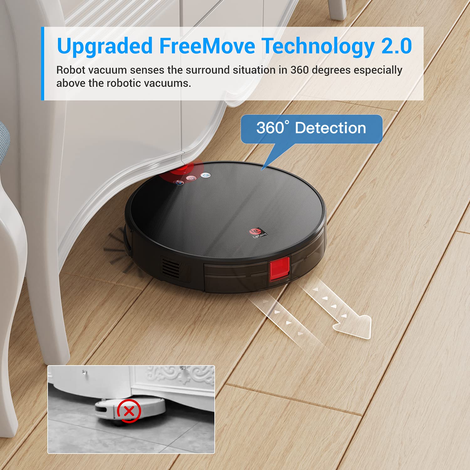 Lefant Robot Vacuum and Mop, Robotic Vacuum Cleaner with 3200Pa Suction, Smart Navigation, 150 Mins Runtime, Works with Alexa and Google Assistant, Self-Charging, Ideal for Pet Hair,Floor,Carpet(U180)