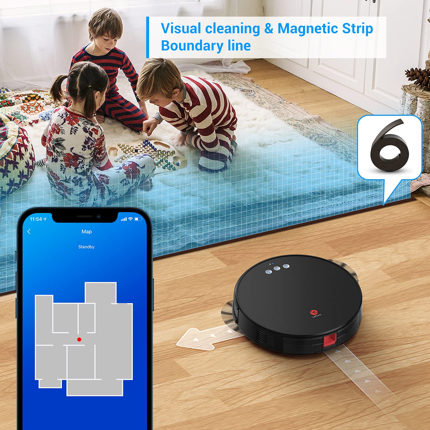 Lefant Robot Vacuum and Mop, Robotic Vacuum Cleaner with 3200Pa Suction, Smart Navigation, 150 Mins Runtime, Works with Alexa and Google Assistant, Self-Charging, Ideal for Pet Hair,Floor,Carpet(U180)