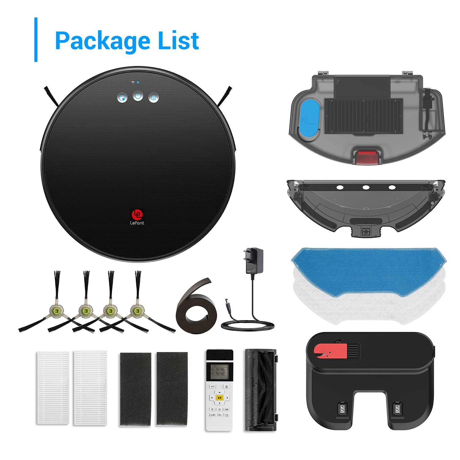 Lefant Robot Vacuum and Mop, Robotic Vacuum Cleaner with 3200Pa Suction, Smart Navigation, 150 Mins Runtime, Works with Alexa and Google Assistant, Self-Charging, Ideal for Pet Hair,Floor,Carpet(U180)