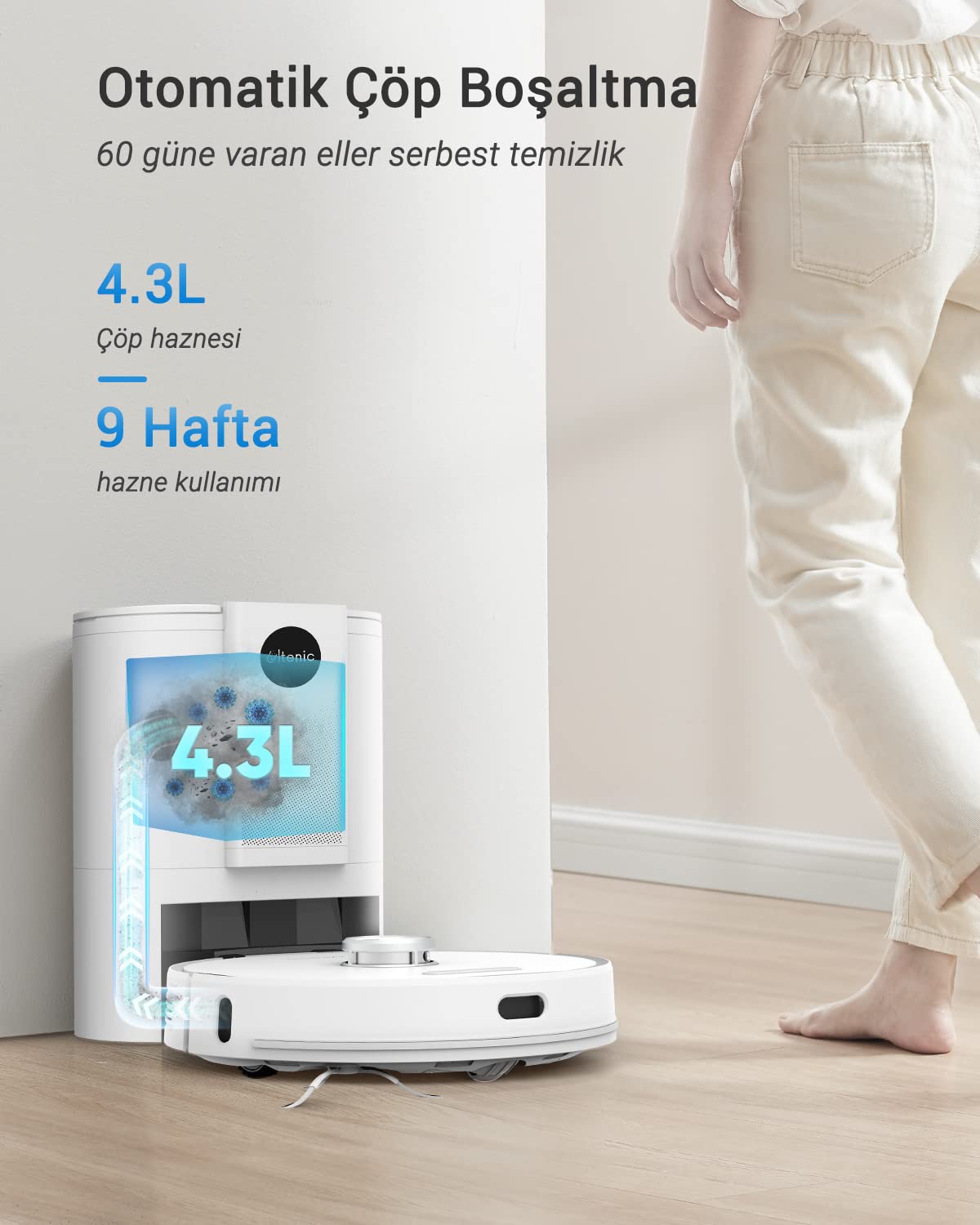 Ultenic T10 Robot Vacuum Self Emptying, Robot Vacuum and Mop Combo, 60-Day Capacity, LiDAR Navigation, 3000Pa Strong Suction, APP & Remote & Alexa Control, Ideal for Pet Hair, Hard Floor and Carpet