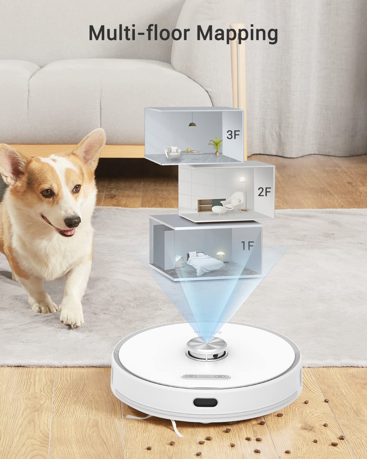 Ultenic T10 Robot Vacuum Self Emptying, Robot Vacuum and Mop Combo, 60-Day Capacity, LiDAR Navigation, 3000Pa Strong Suction, APP & Remote & Alexa Control, Ideal for Pet Hair, Hard Floor and Carpet