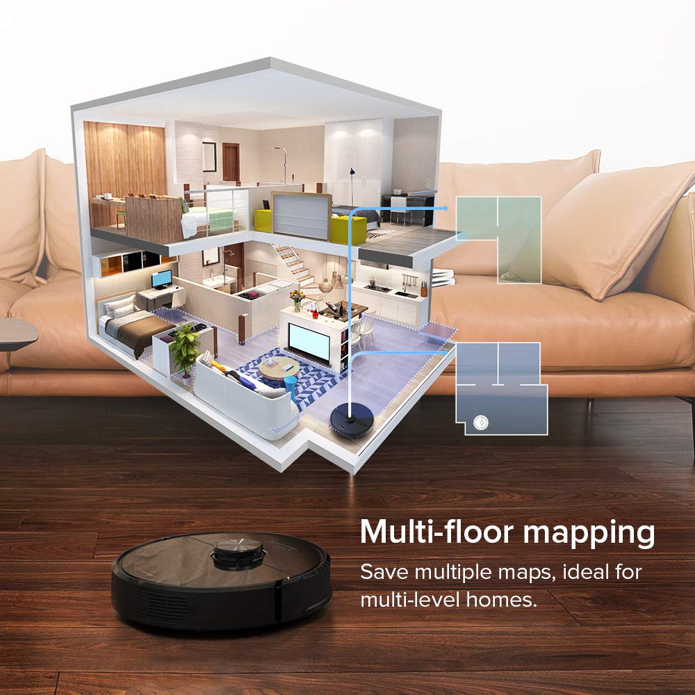 roborock S6 Robot Vacuum, Robotic Vacuum Cleaner and Mop with Adaptive Routing,Multi-Floor Mapping, Selective Room Cleaning, Super Strong Suction, and Extra Long Battery Life, Works with Alexa(Black)
