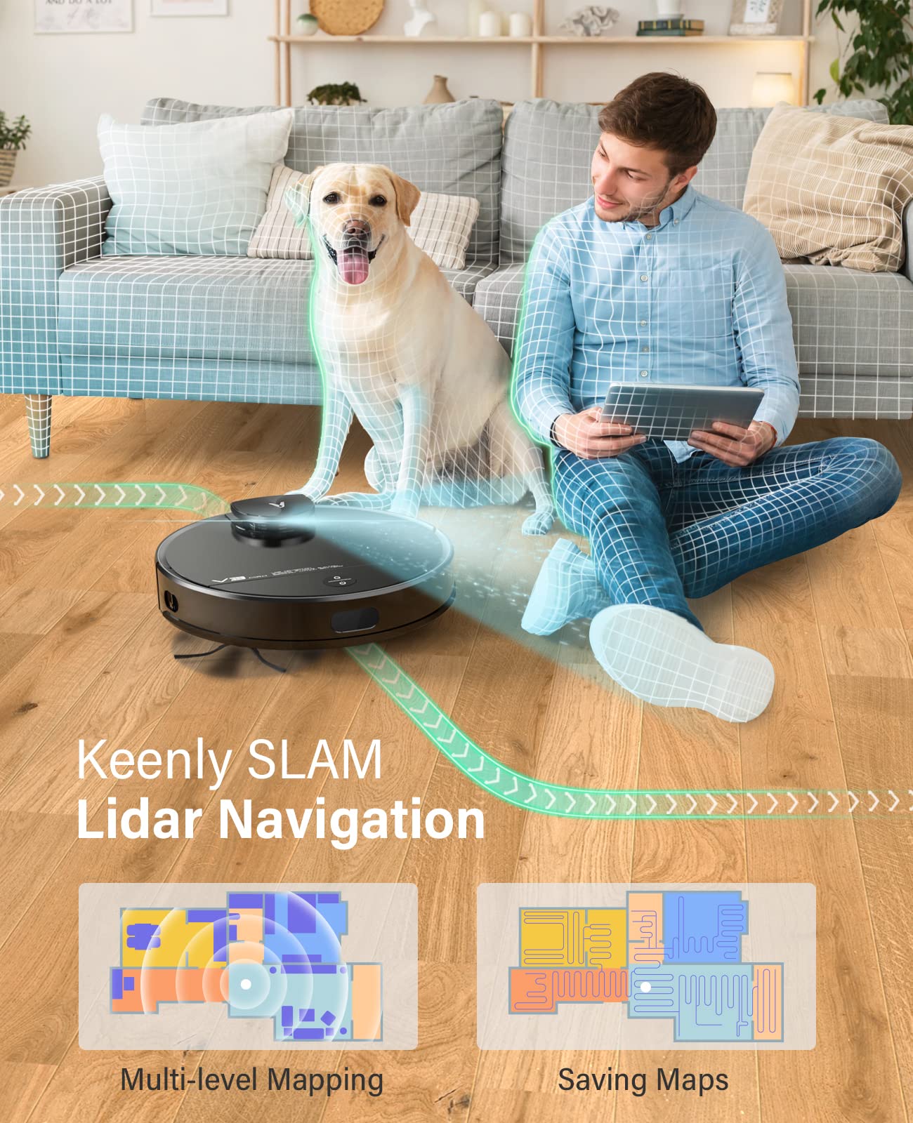 VIOMI V3 Max Robot Vacuum and Mop Combo with Smart Mapping Technology, 2700Pa Robot Vacuum Cleaner Work 300mins with Alexa/Google, Lidar Navigation Robotic Vacuums Cleaner for Pet Hair, Carpets,Floor