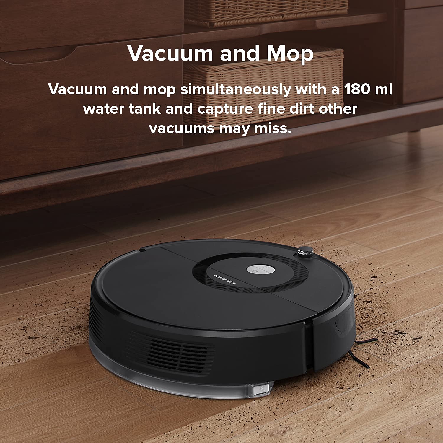 Roborock E5 Mop Robot Vacuum and Mop, Self-Charging Robotic Vacuum Cleaner, 2500Pa Strong Suction, Wi-Fi Connected, APP Control, Compatible with Alexa, Ideal for Pet Hair, Carpets (Black) (Renewed)