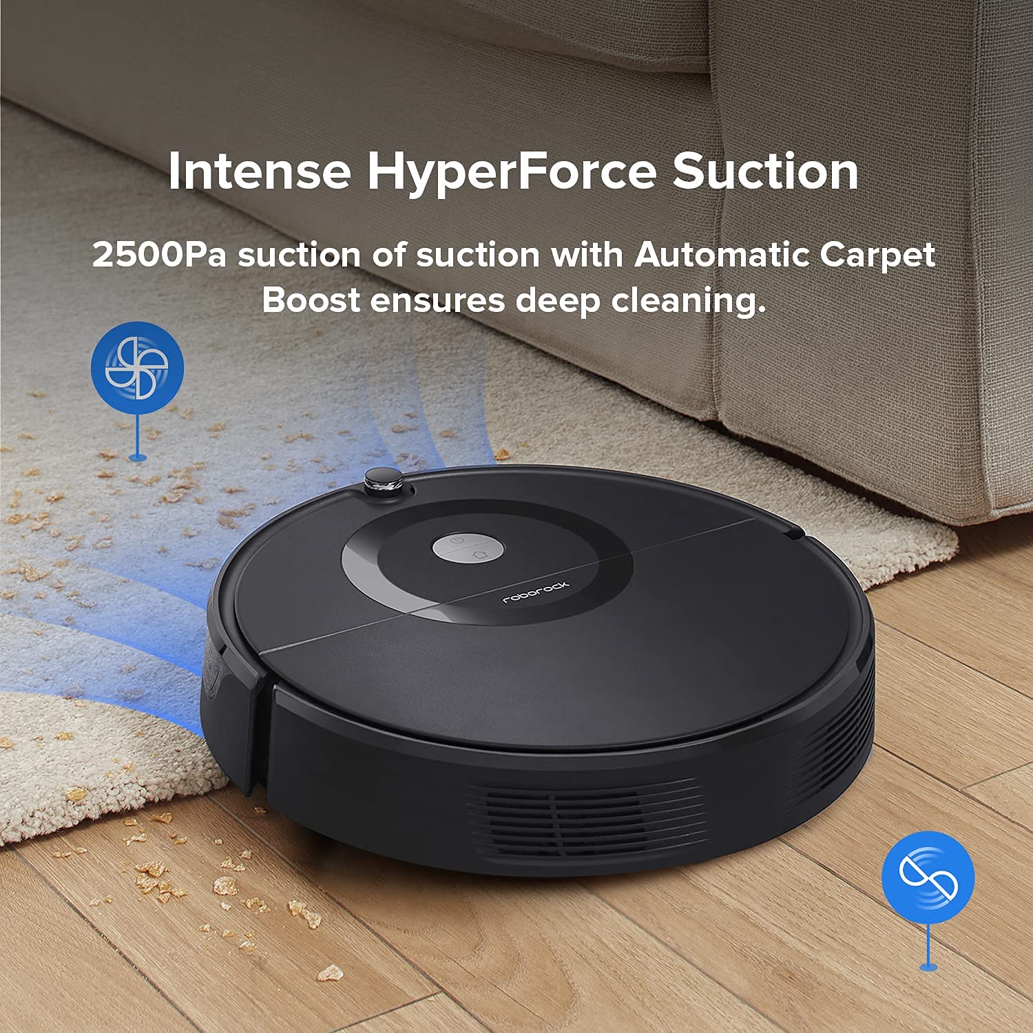 Roborock E5 Mop Robot Vacuum and Mop, Self-Charging Robotic Vacuum Cleaner, 2500Pa Strong Suction, Wi-Fi Connected, APP Control, Compatible with Alexa, Ideal for Pet Hair, Carpets (Black) (Renewed)