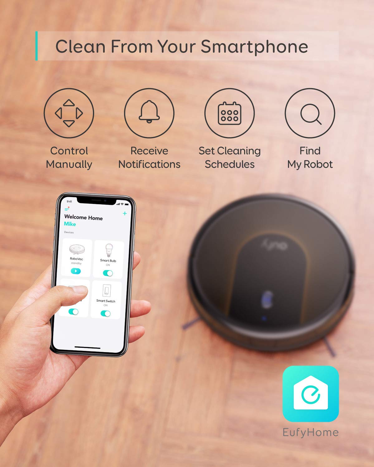 Eufy BoostIQ RoboVac 30C, Robot Vacuum Cleaner, Wi-Fi, Super-Thin, 1500Pa Strong Suction, Boundary Strips Included, Self-Charging Robotic Vacuum Cleaner (Renewed)