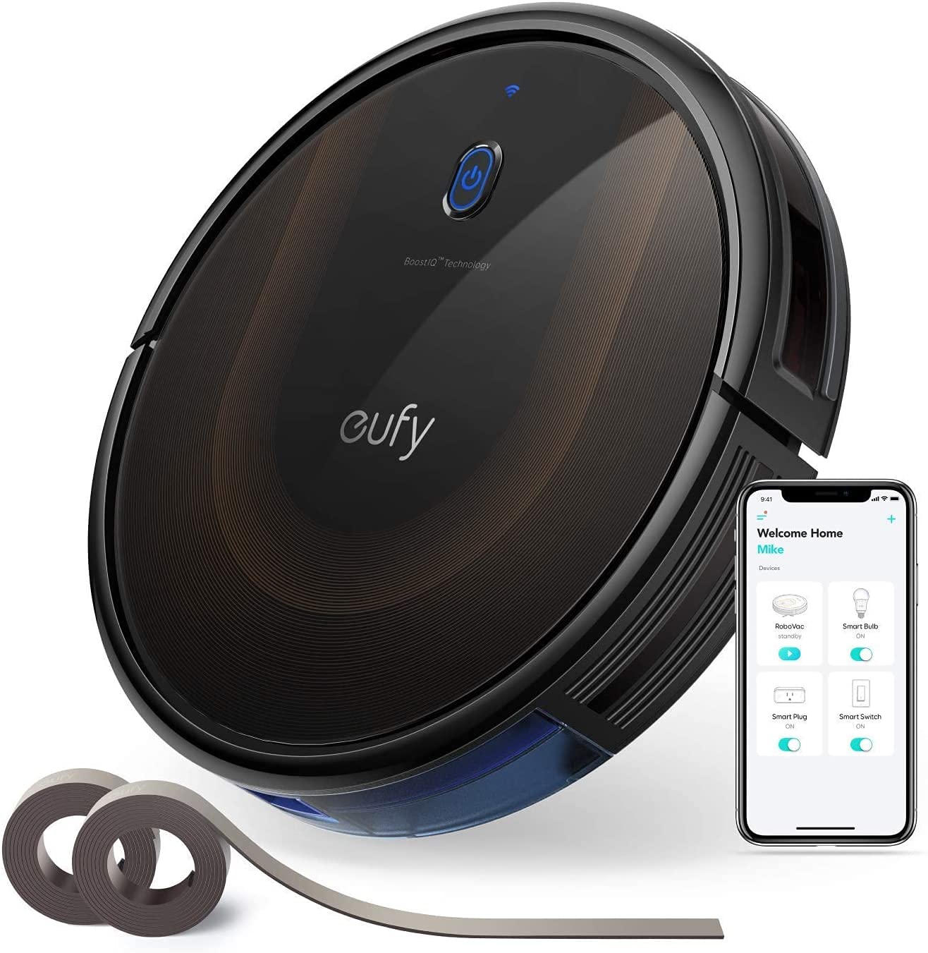 eufy BoostIQ RoboVac 30C MAX, Wi-Fi, Super-Thin, 2000Pa Suction, Boundary Strips Included, Quiet, Self-Charging Robotic Vacuum Cleaner, Cleans Hard Floors to Medium-Pile, Black (Renewed)