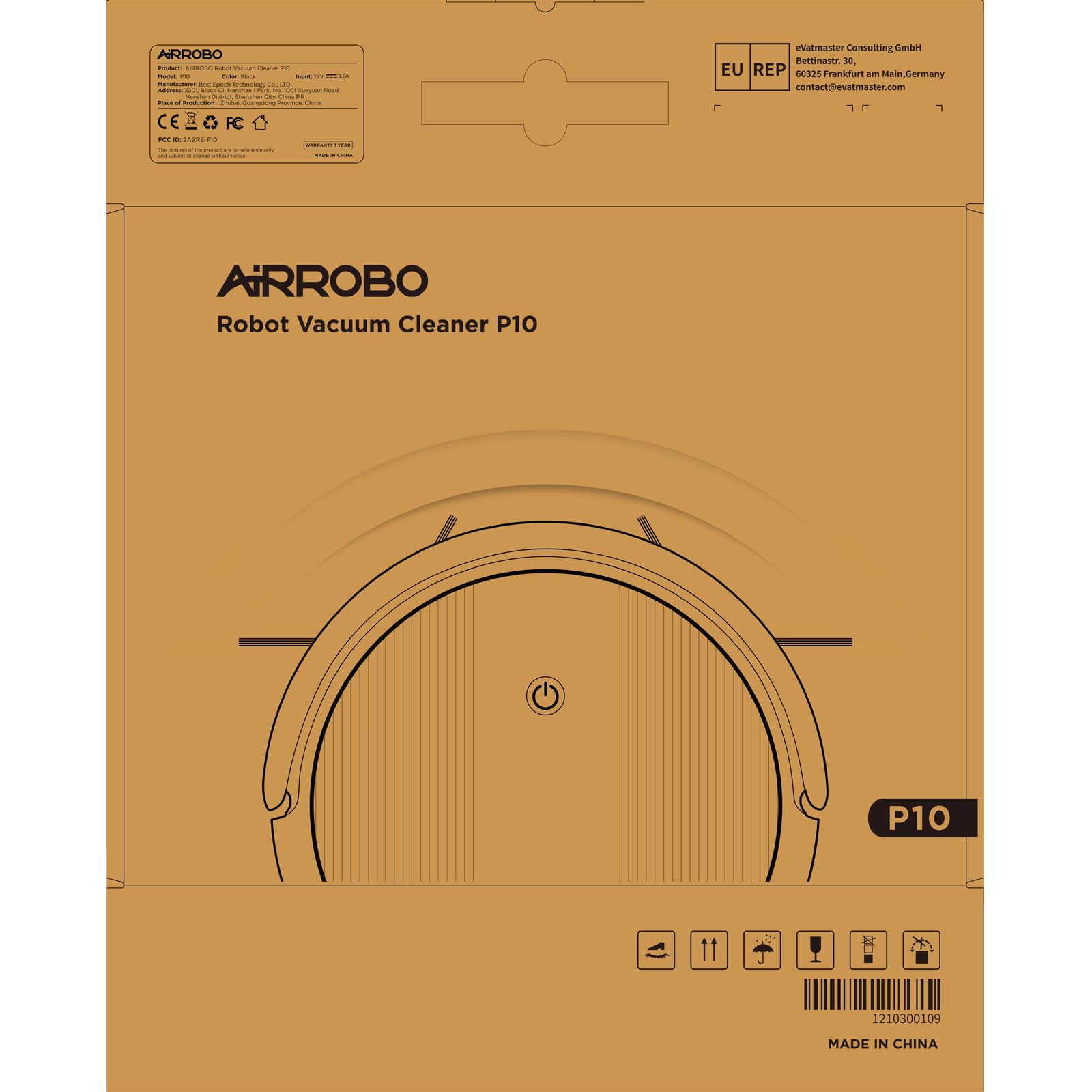 AIRROBO Robot Vacuum Cleaner, 2600Pa Strong Suction Power Robotic Vacuums, WiFi Connected, App Control, Works with Alexa and Google Home, Self Charging, Ideal for Hard Floor, Carpet, Pet Hair, P10