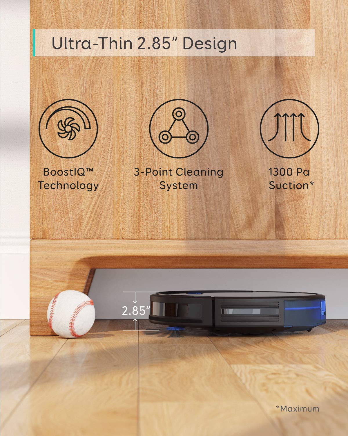 eufy [BoostIQ] RoboVac 15C, Wi-Fi, Upgraded, Super-Thin, 1300Pa Strong Suction Quiet, Self-Charging Robotic Vacuum Cleaner, Cleans Hard Floors to Medium-Pile Carpets (Renewed)
