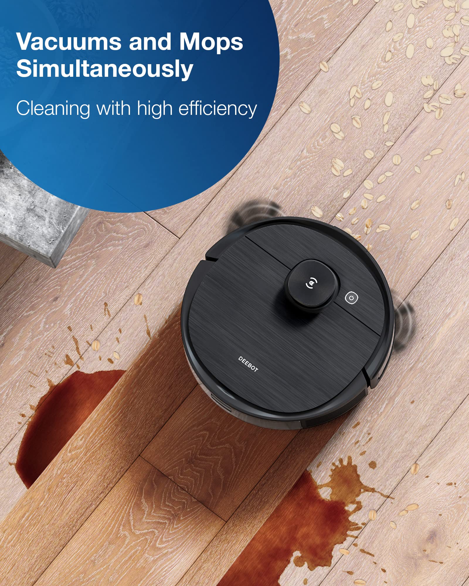 ECOVACS Deebot T8 AIVI Robot Vacuum Cleaner, Vacumming and Mopping in One-Go, Laser Mapping, Smart AI Object Recognition, On-Demand Live Video, Custom Clean, 3+ Hours of Runtime