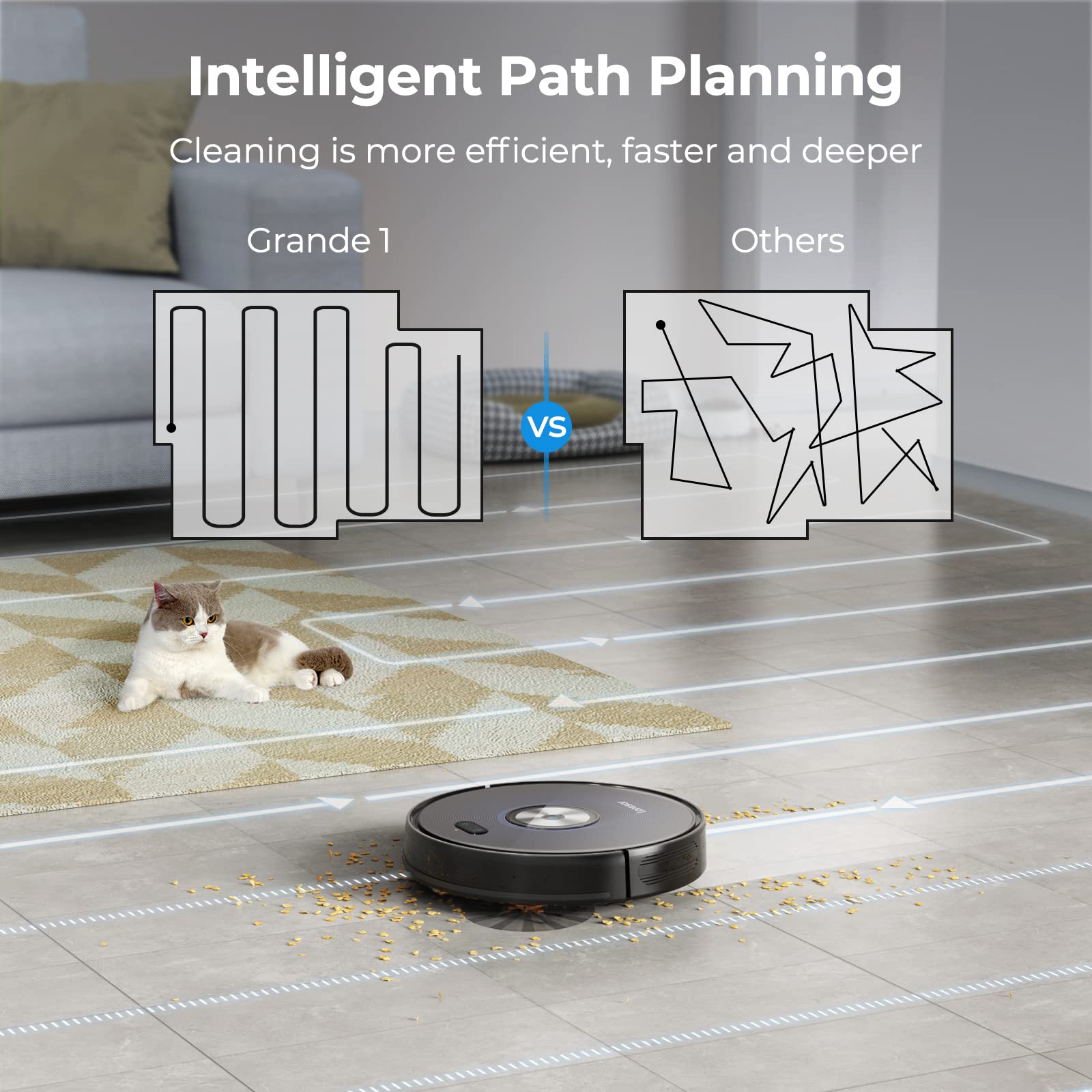 Laresar Robot Vacuum and Mop, Grande 1 Robotic Vacuum Cleaner 2700Pa Suction with Smart Dynamic Navigation, Self-Charging, App Control, Works with Alexa, Ultra-Slim, Ideal for Pet Hair and Carpets