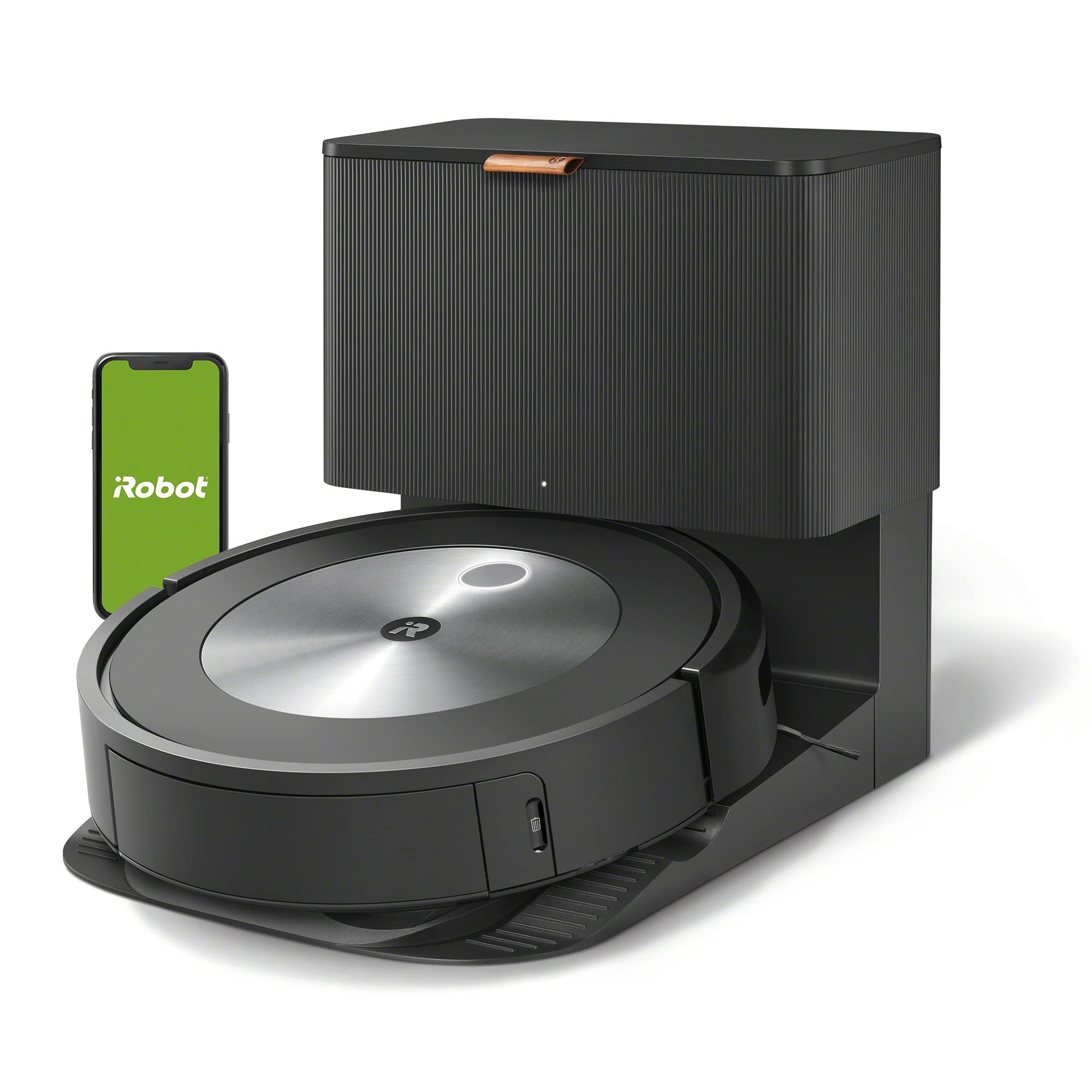 iRobot Roomba j7+ (7550) Self-Emptying Robot Vacuum – Identifies and avoids obstacles like pet waste & cords, Empties itself for 60 days, Smart Mapping, Works with Alexa, Ideal for Pet Hair (Renewed)