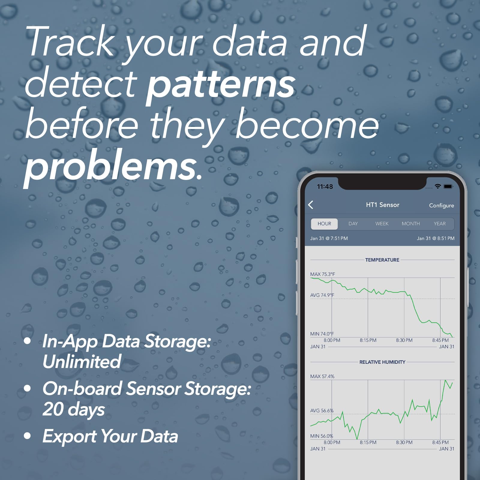 SensorPush HT1 Wireless Thermometer/Hygrometer for iPhone/Android. USA Developed and Supported Humidity/Temperature/Dewpoint/VPD Monitor/Logger. Indoor/Outdoor Smart Sensor with Alerts