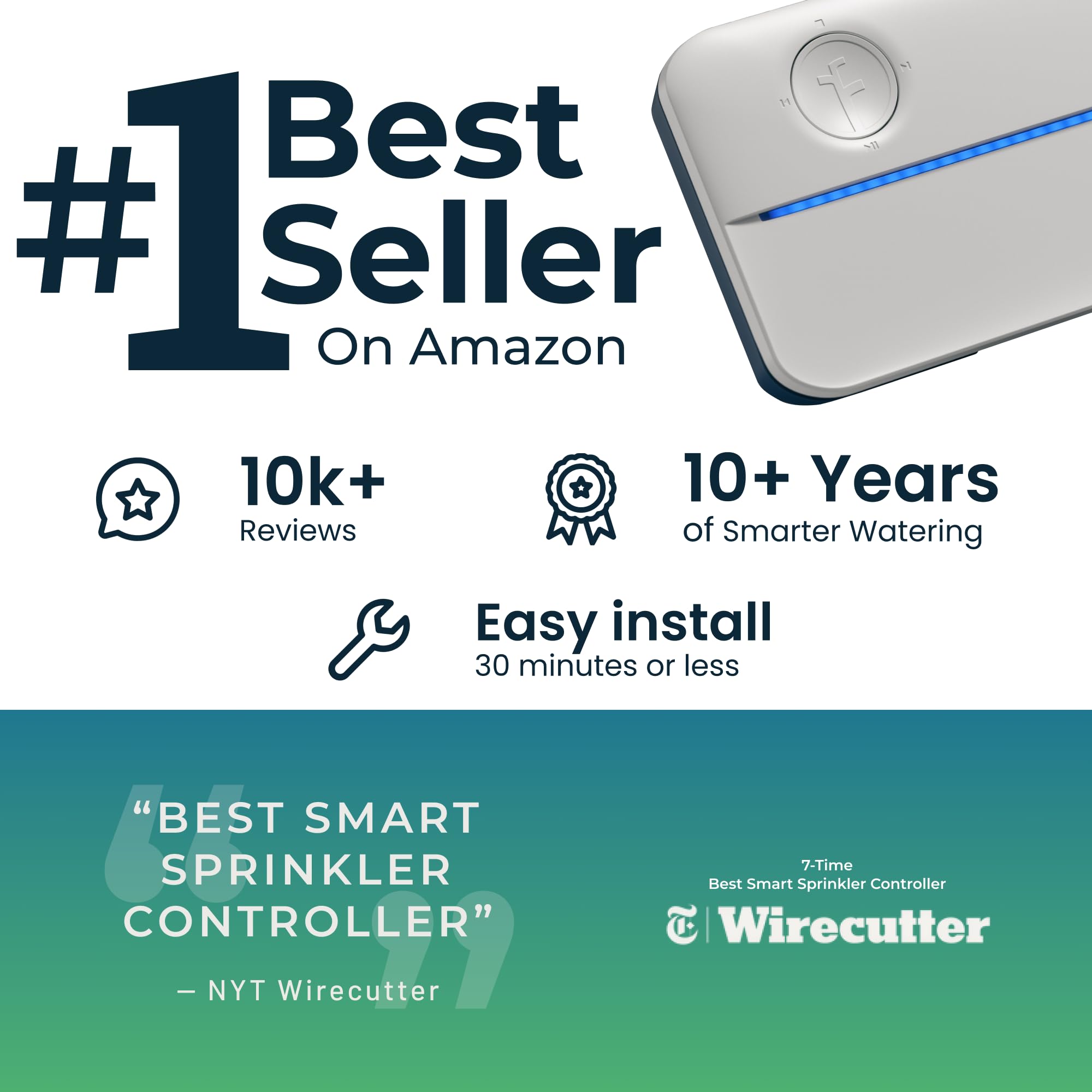 Rachio 8ZULW-C 3rd Generation: Smart, 8 Zone Sprinkler Controller, Works with Alexa