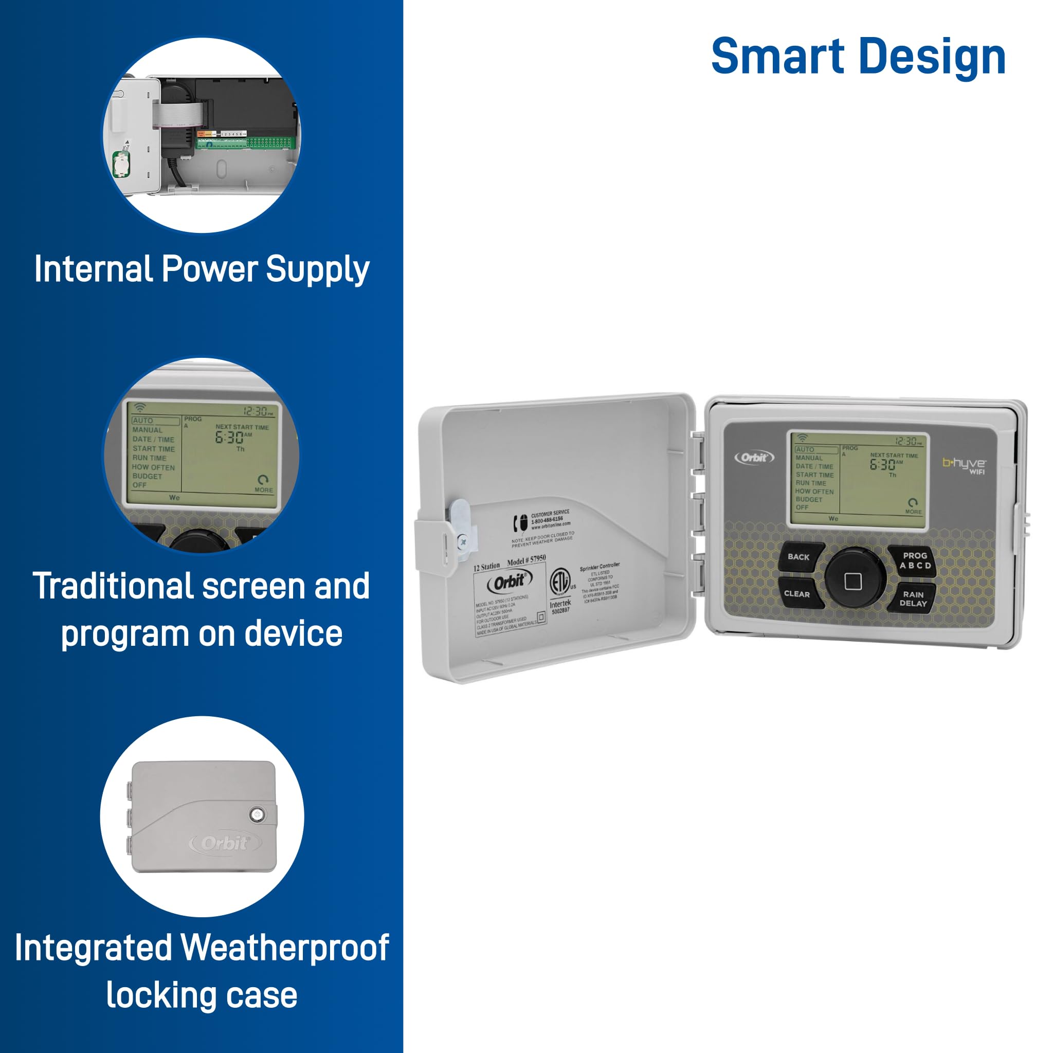 Orbit 57946 B-hyve Smart 6-Zone Indoor/Outdoor Sprinkler Controller, Compatible with Alexa, 6 Station