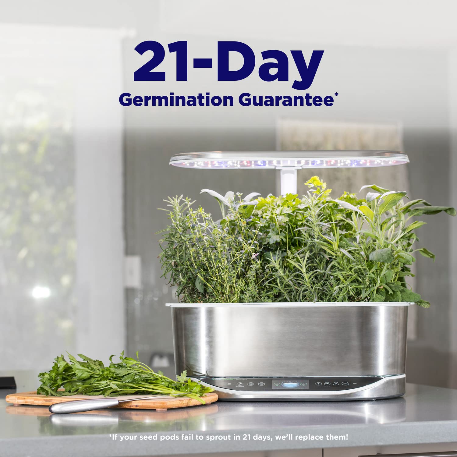 AeroGarden Bounty Elite - Indoor Garden with LED Grow Light, WiFi and Alexa Compatible, Stainless Steel