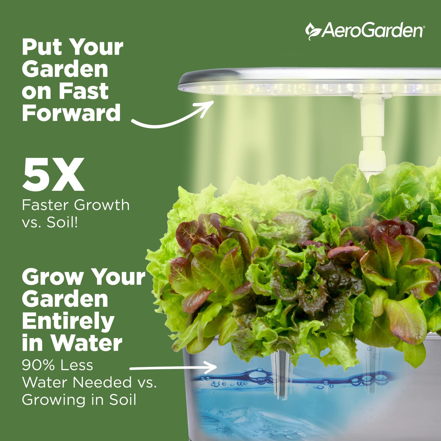 AeroGarden Bounty Elite - Indoor Garden with LED Grow Light, WiFi and Alexa Compatible, Stainless Steel