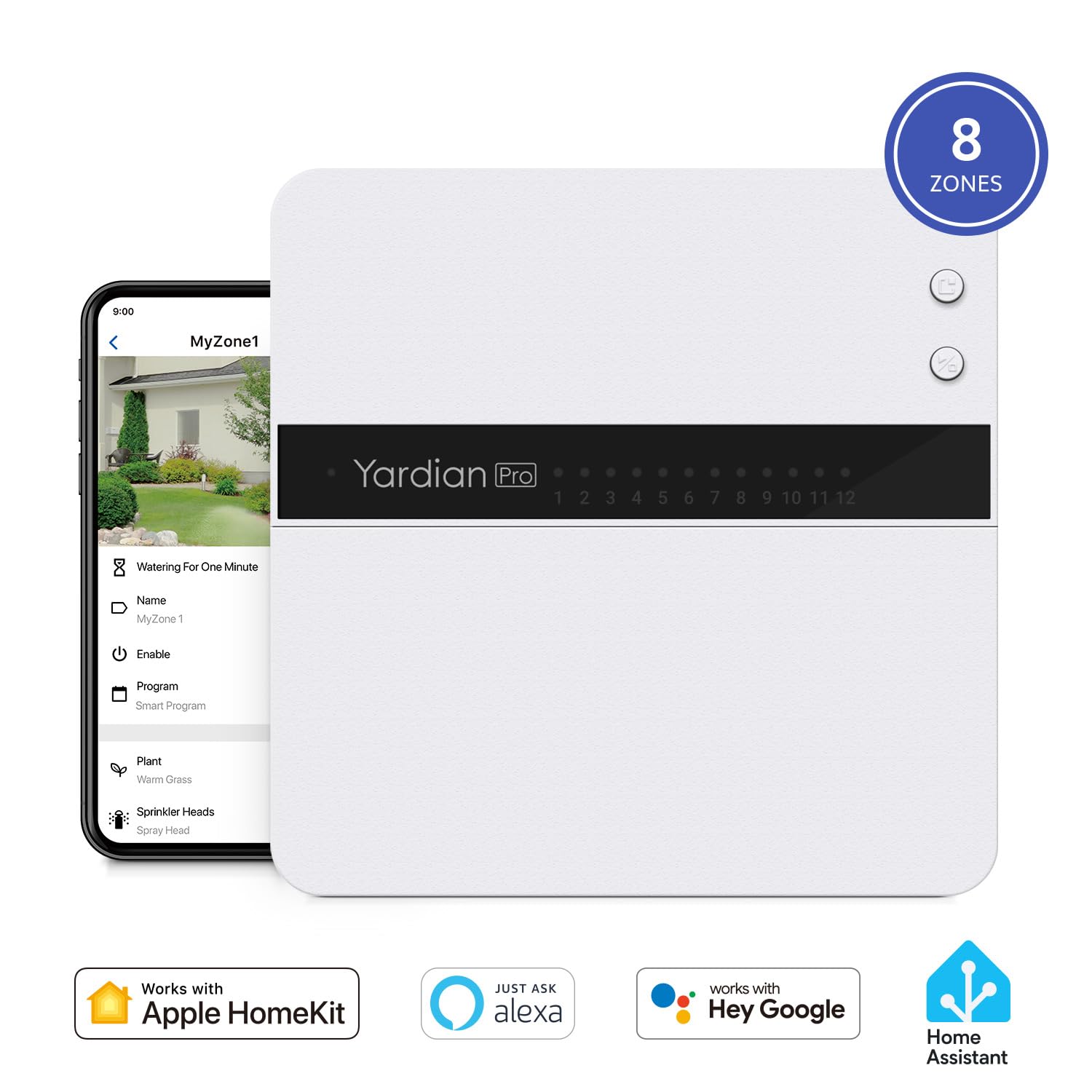 Aeon Matrix Yardian Pro Smart Sprinkler Controller with Instant Button Control, 8 Zone, Compatible with Amazon Alexa, Apple HomeKit, Google Home, Google Assistant, IFTTT