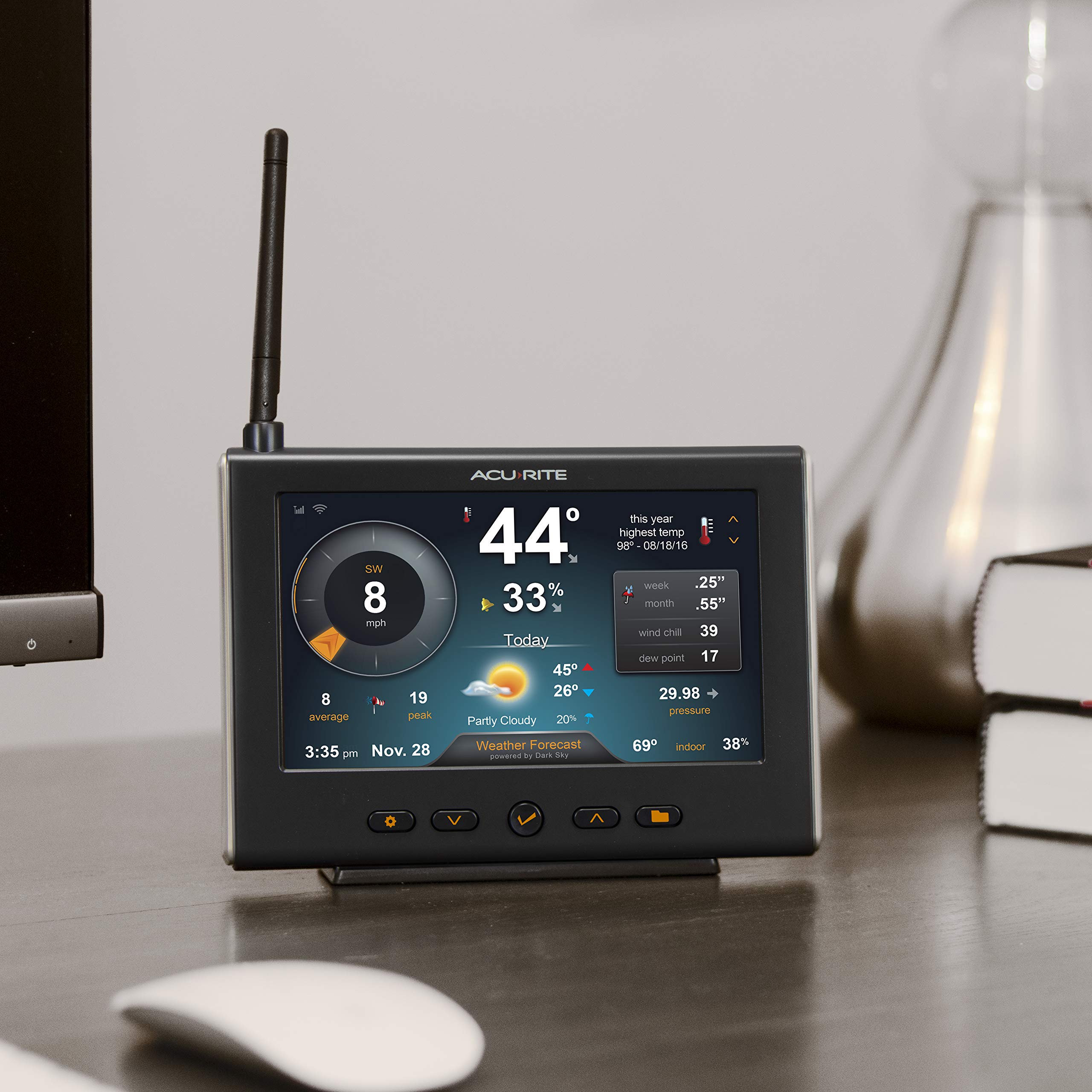 AcuRite 01210 Wi-Fi Indoor Outdoor Lightning Detection Weather Station for Home (01210M), Black
