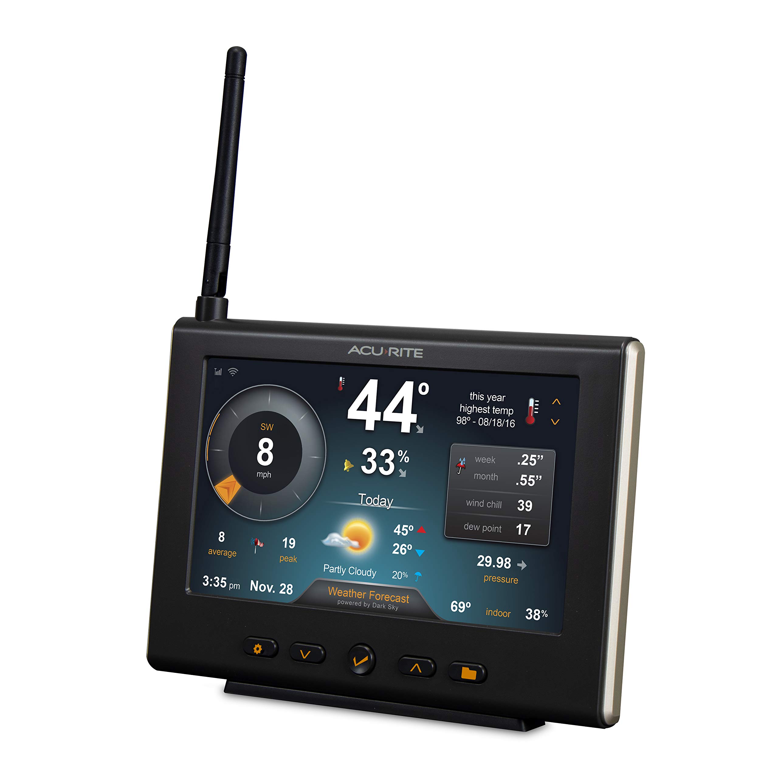 AcuRite 01210 Wi-Fi Indoor Outdoor Lightning Detection Weather Station for Home (01210M), Black