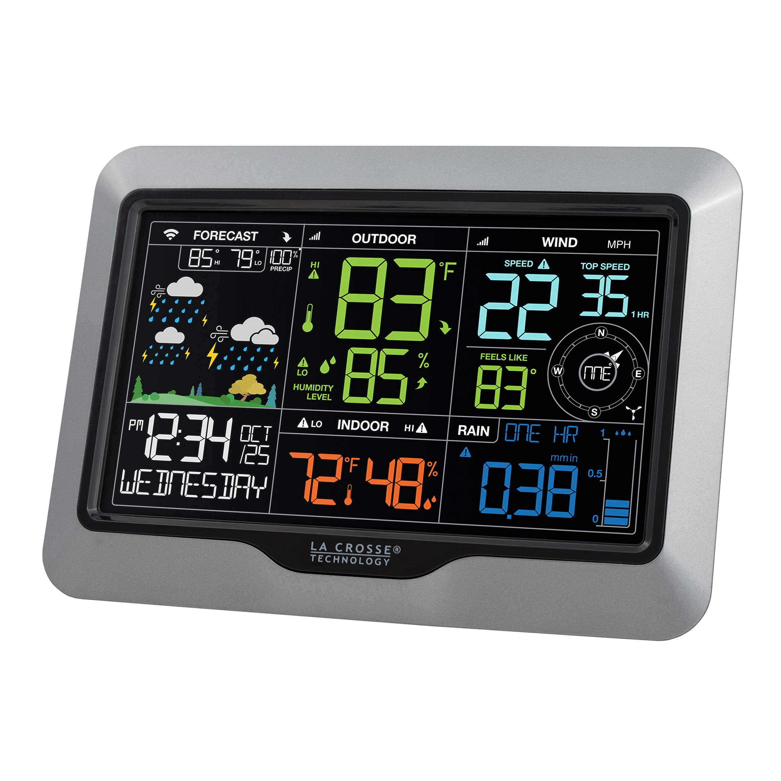 La Crosse Technology V40A-PRO-INT Wi-Fi Professional Weather Center, Silver