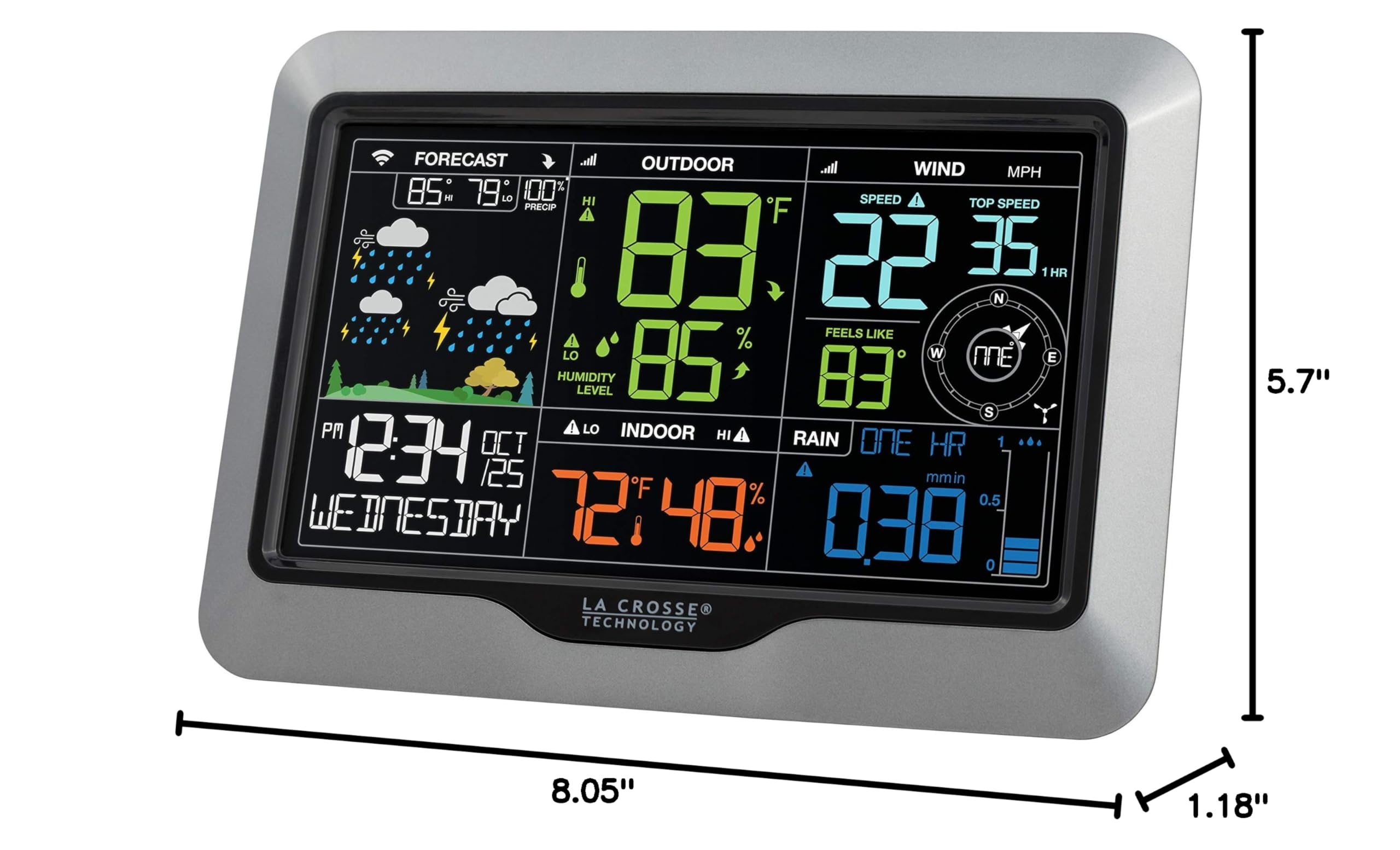 La Crosse Technology V40A-PRO-INT Wi-Fi Professional Weather Center, Silver