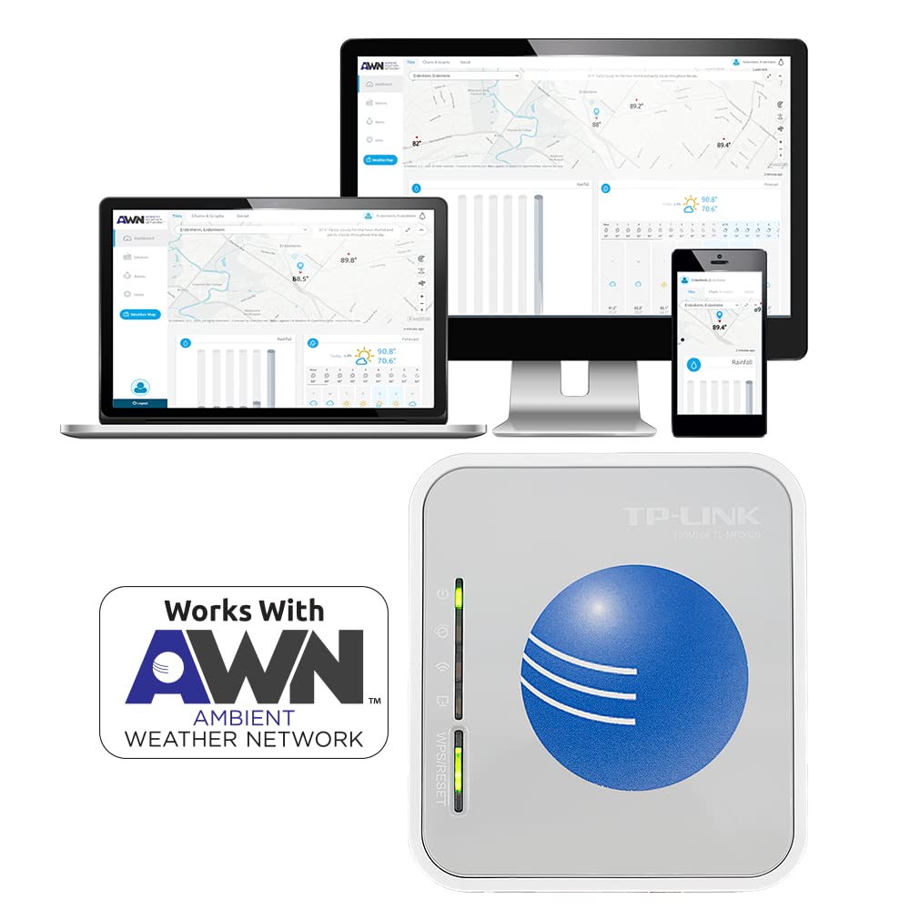 Ambient Weather WEATHERBRIDGE Universal WiFi IP Ethernet Server for Weather Stations