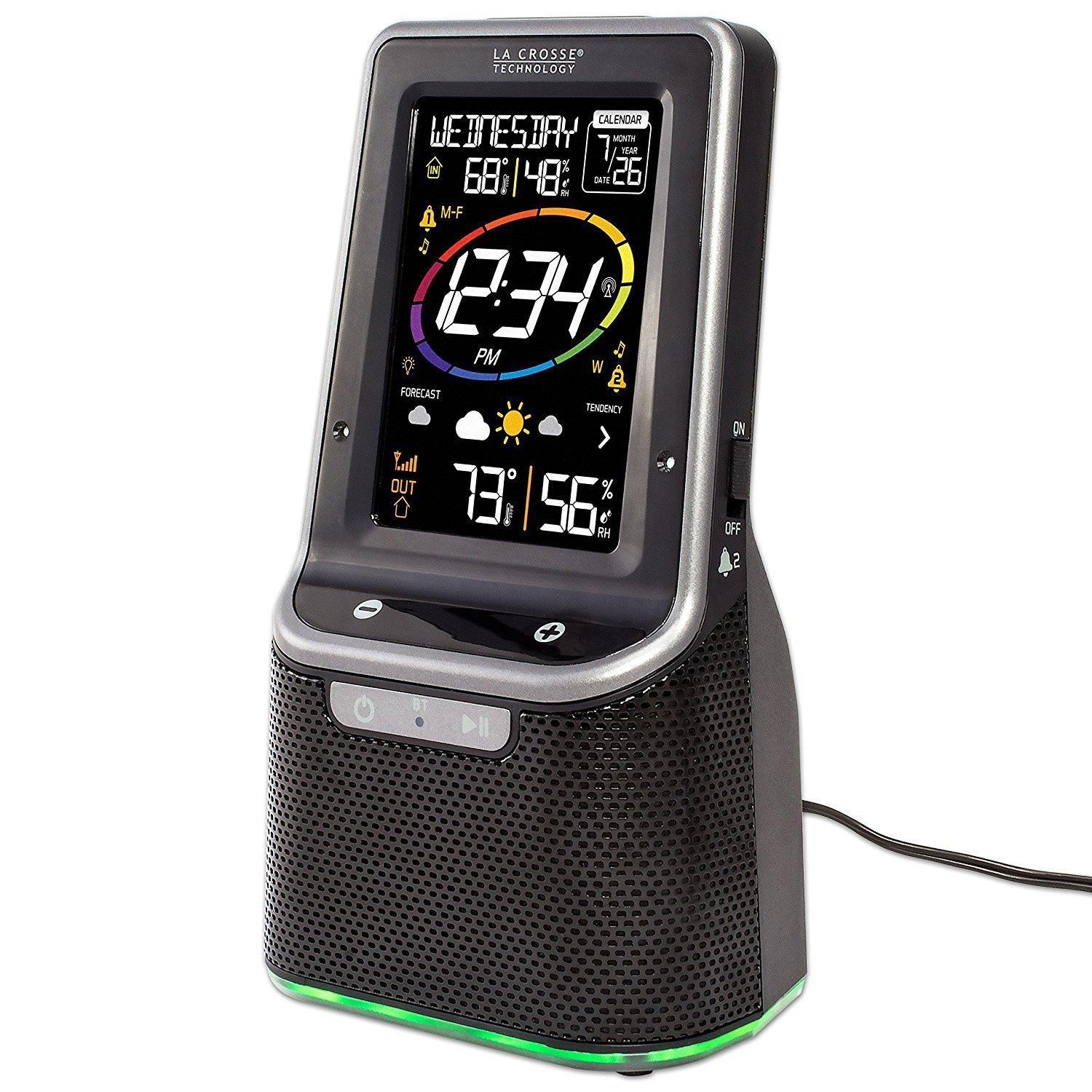 La Crosse Technology S87078 Color Wireless Weather Station with Bluetooth Speaker & USB Port , Black