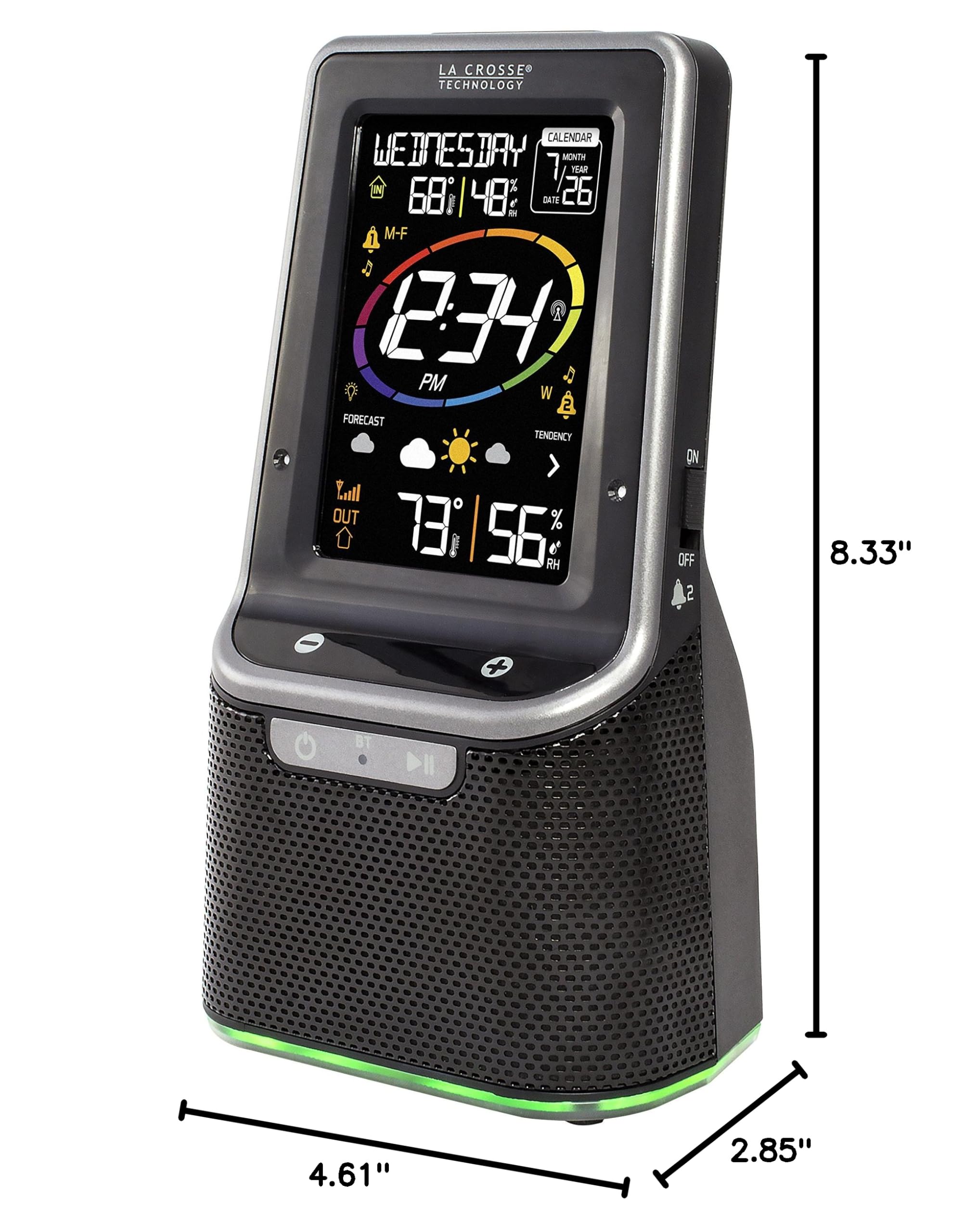 La Crosse Technology S87078 Color Wireless Weather Station with Bluetooth Speaker & USB Port , Black