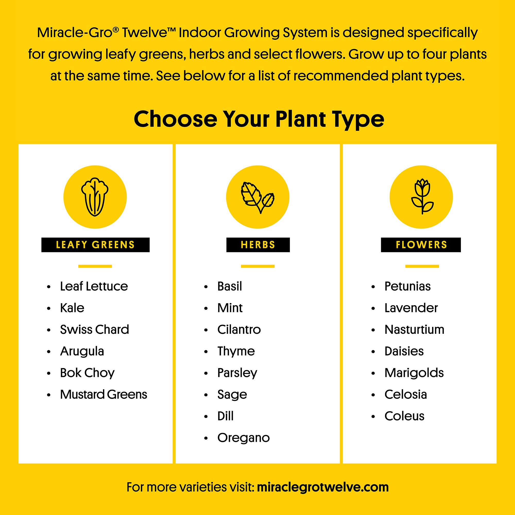 Miracle-Gro Twelve Indoor Growing System, Side Table with LED Grow Light for Year Round Gardening, Planter For Leafy Greens, Herbs & Flowers